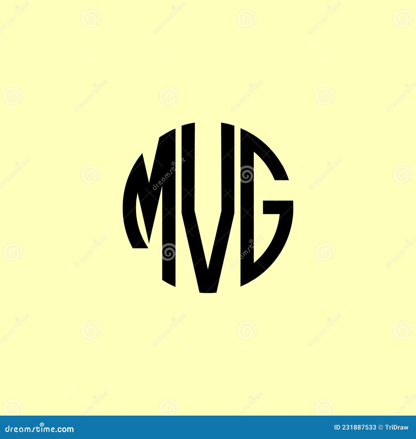 Creative Rounded Initial Letters MVG Logo Stock Vector - Illustration ...