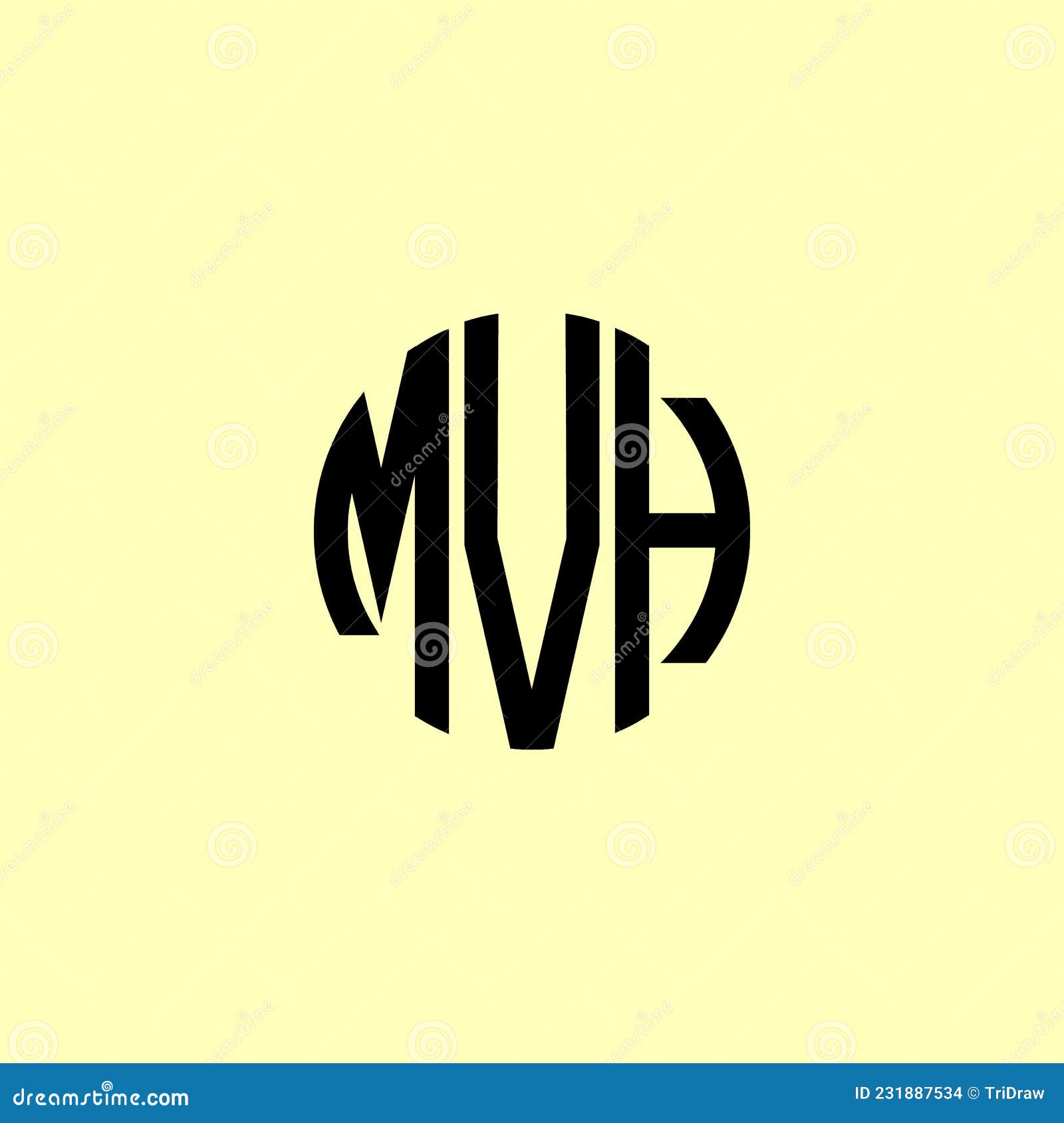 Creative Rounded Initial Letters MVH Logo Stock Vector - Illustration ...