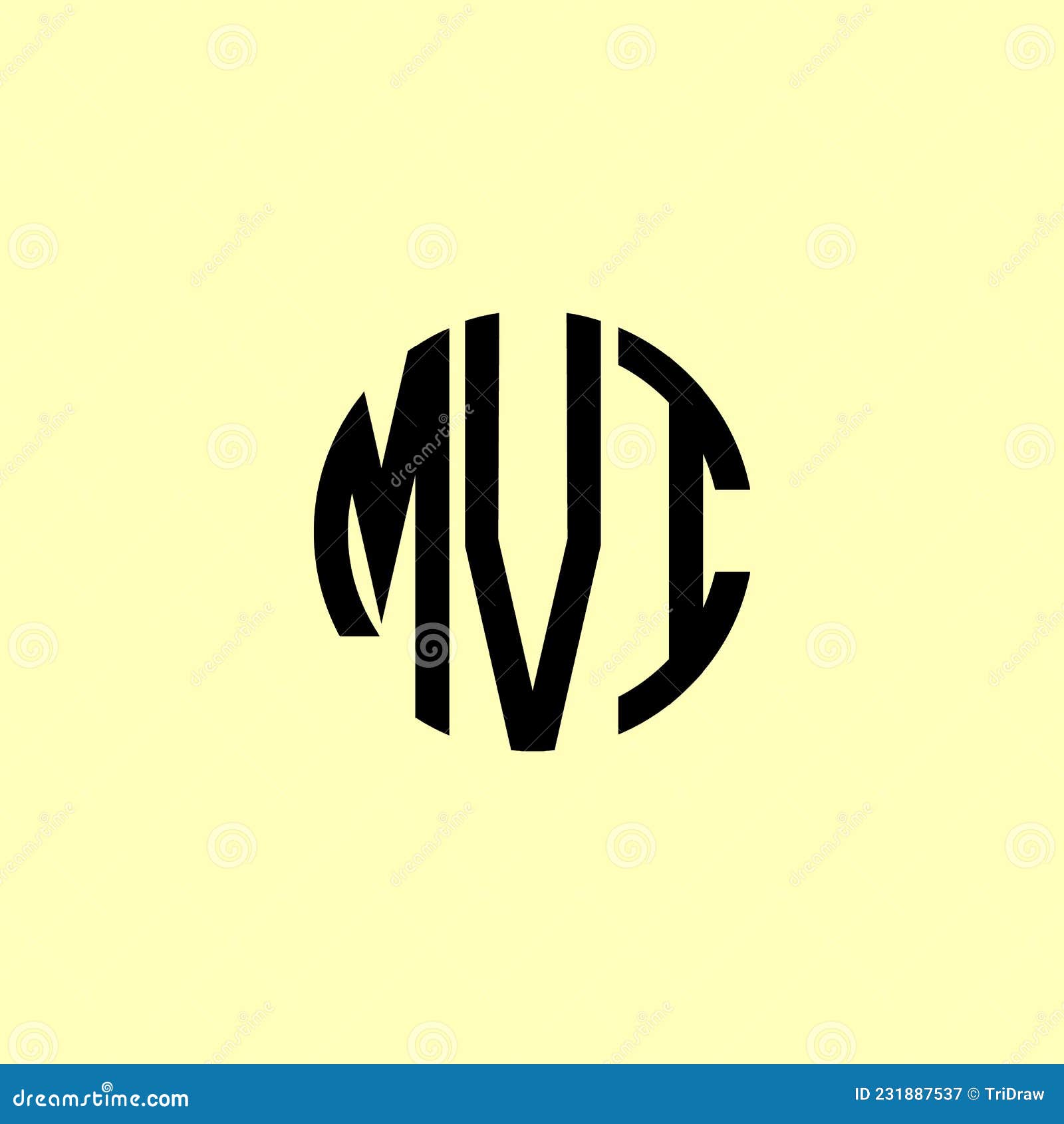 Creative Rounded Initial Letters MVI Logo Stock Vector - Illustration ...