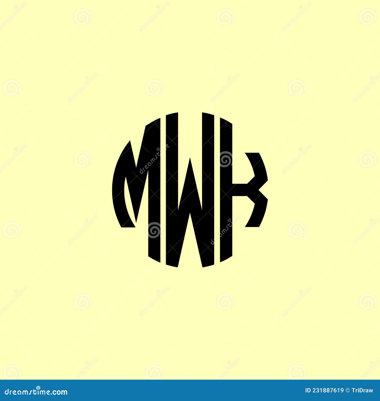 Creative Rounded Initial Letters MWK Logo Stock Vector - Illustration ...