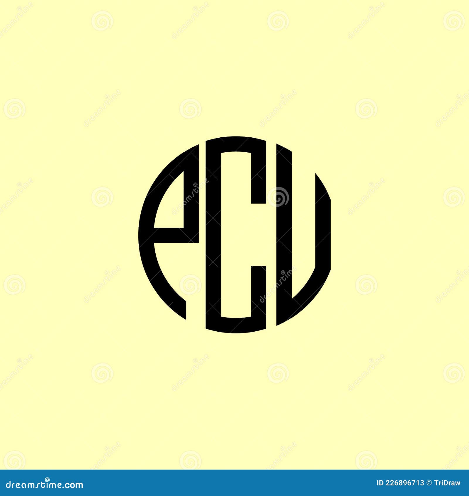 Creative Rounded Initial Letters PCU Logo Stock Vector - Illustration ...