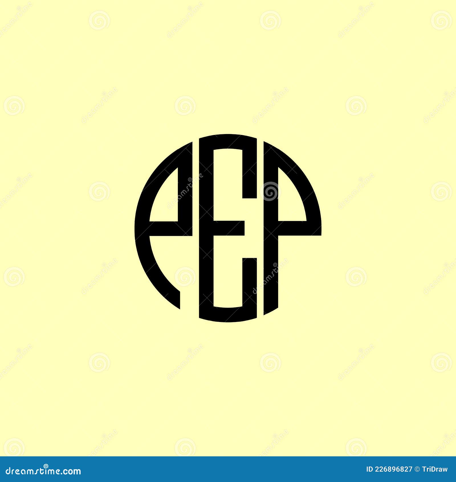 Creative Rounded Initial Letters PEP Logo Cartoon Vector ...