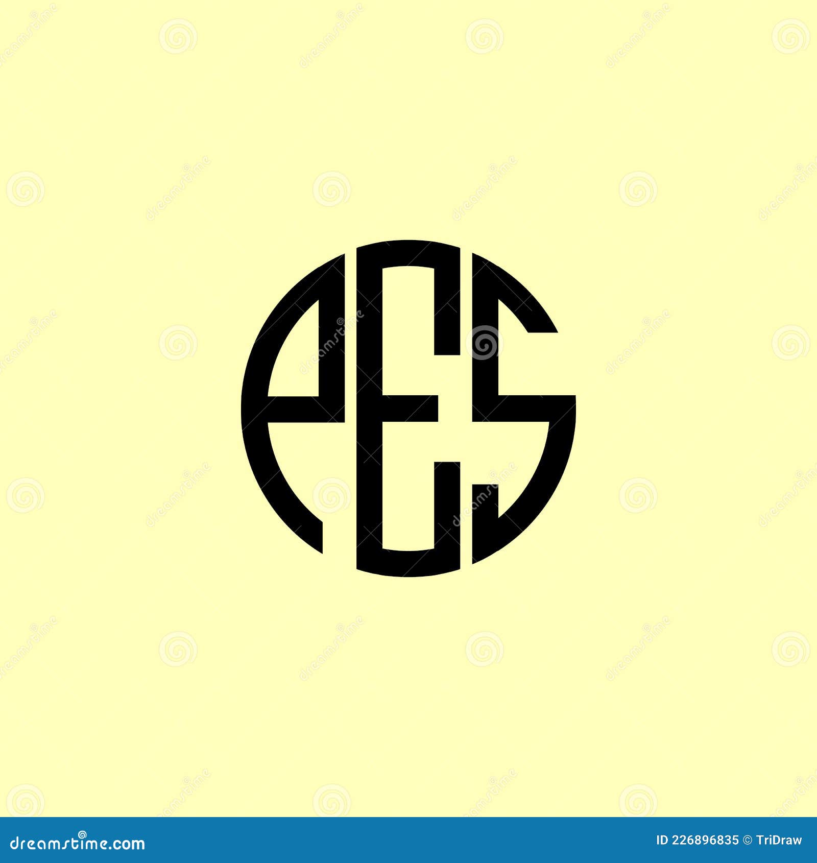 Creative Rounded Initial Letters PES Logo Cartoon Vector ...