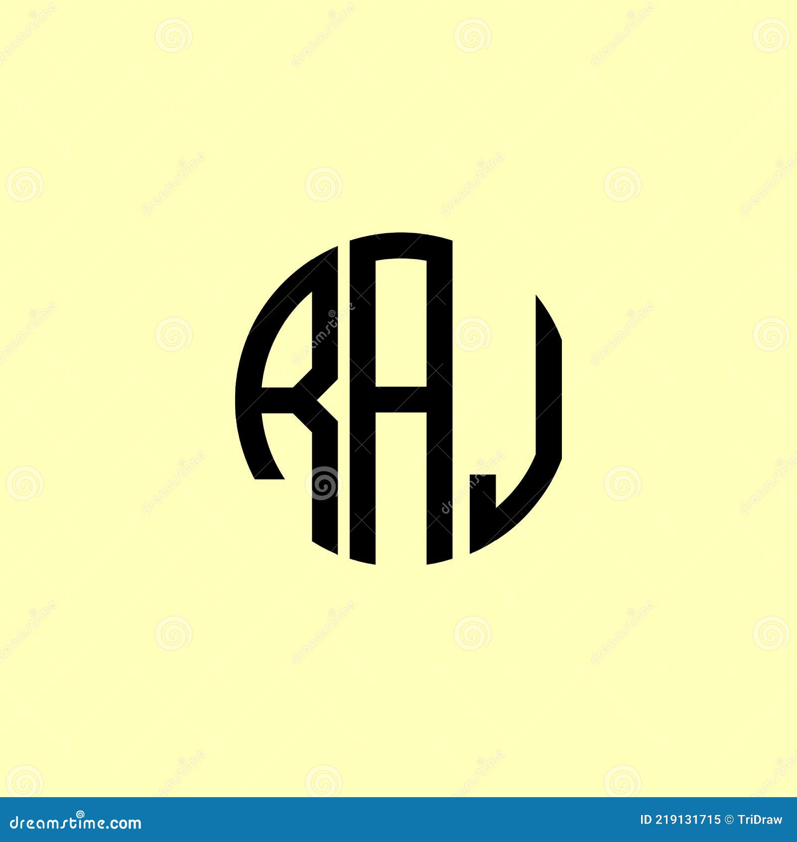 Creative Rounded Initial Letters RAJ Logo Vector Illustration ...