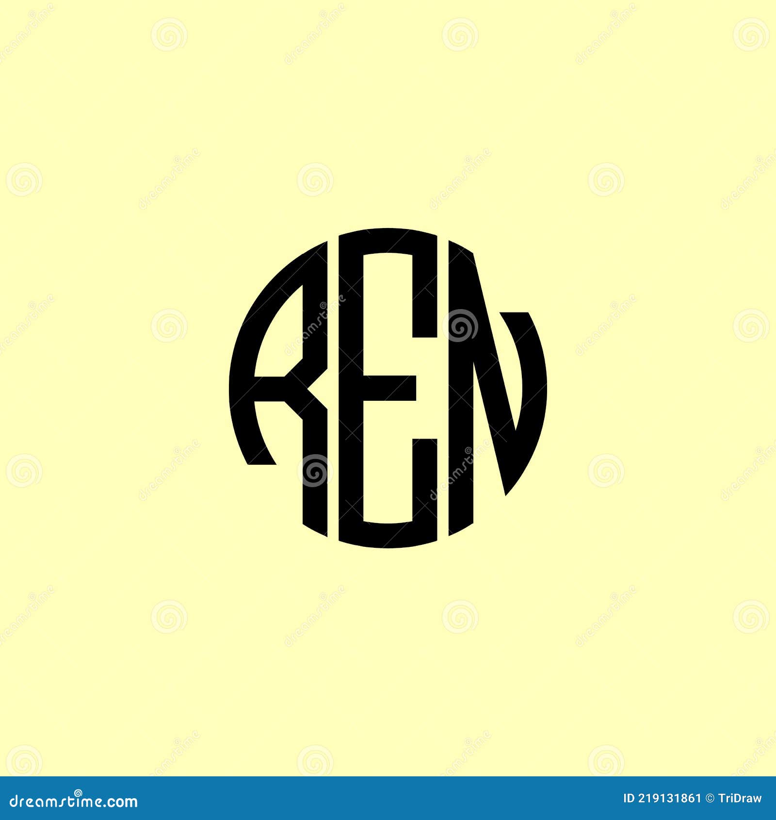Creative Rounded Initial Letters REN Logo Stock Vector - Illustration ...