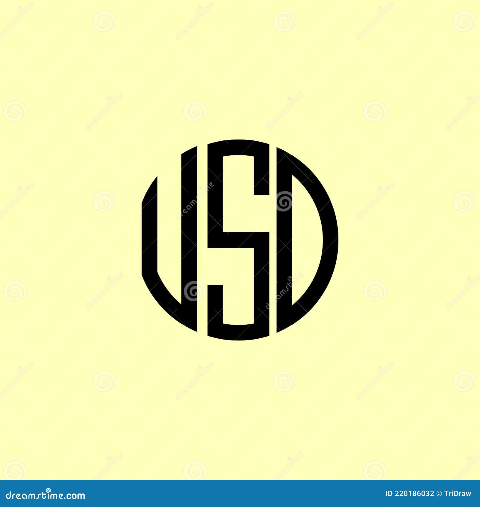 Creative Rounded Initial Letters USD Logo Stock Vector - Illustration ...
