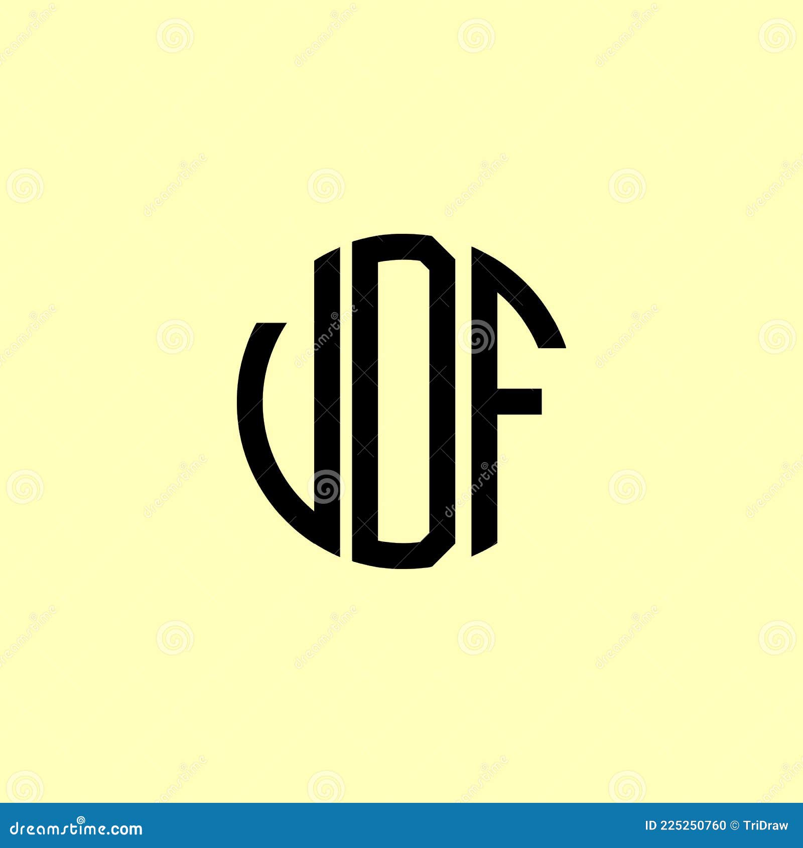 Creative Rounded Initial Letters VDF Logo Stock Vector - Illustration ...