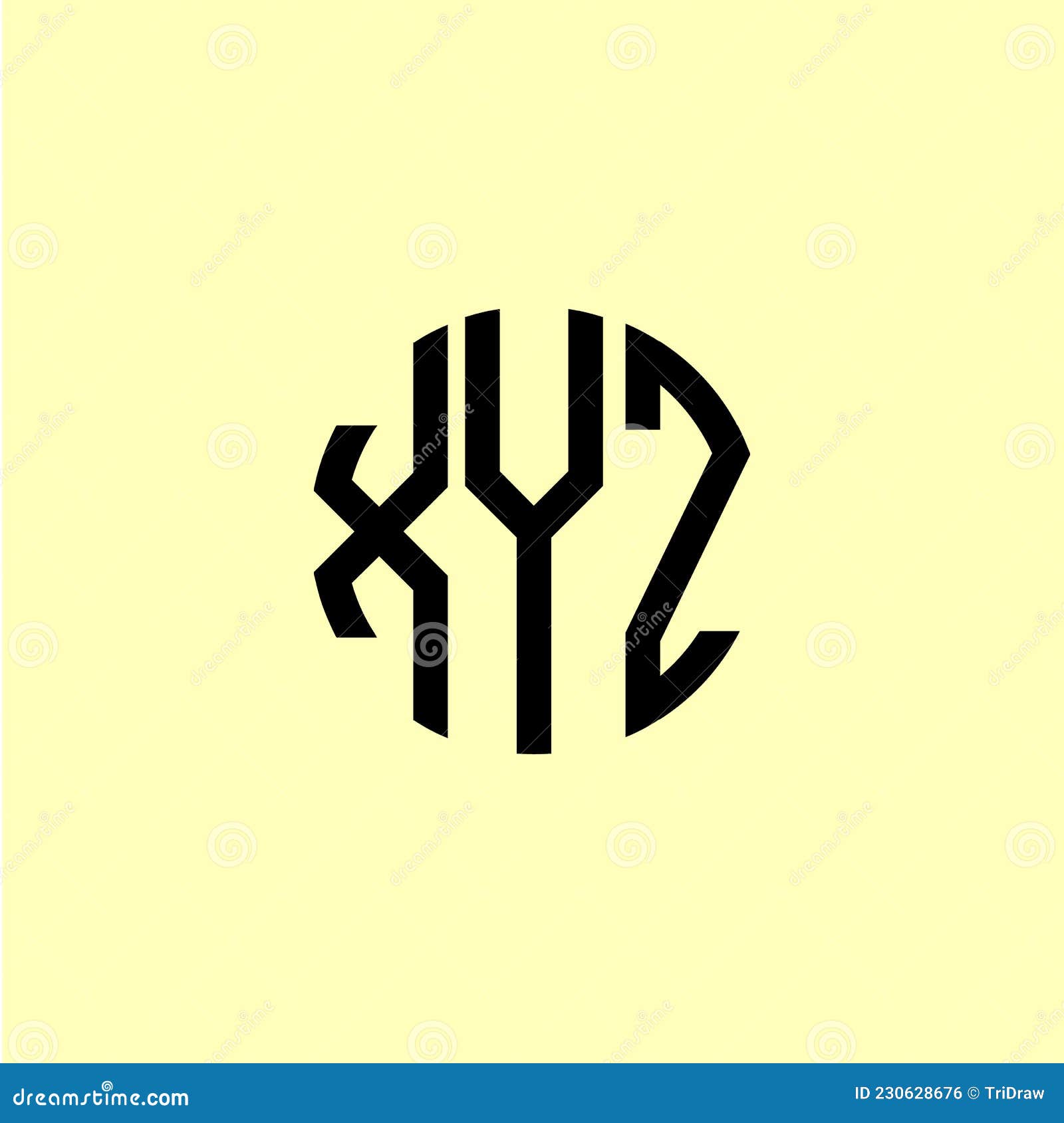 Creative Rounded Initial Letters XYZ Logo Stock Vector - Illustration ...