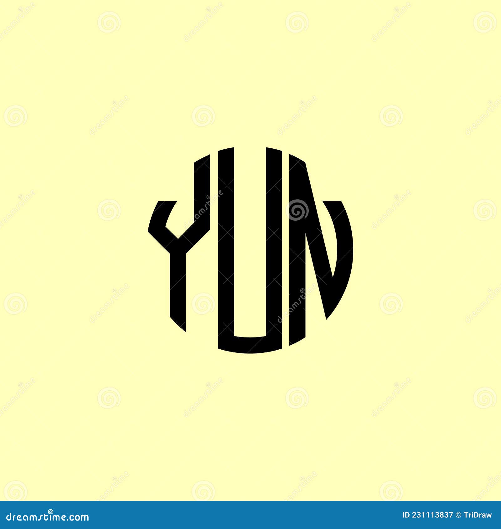 Creative Rounded Initial Letters YUN Logo Cartoon Vector ...