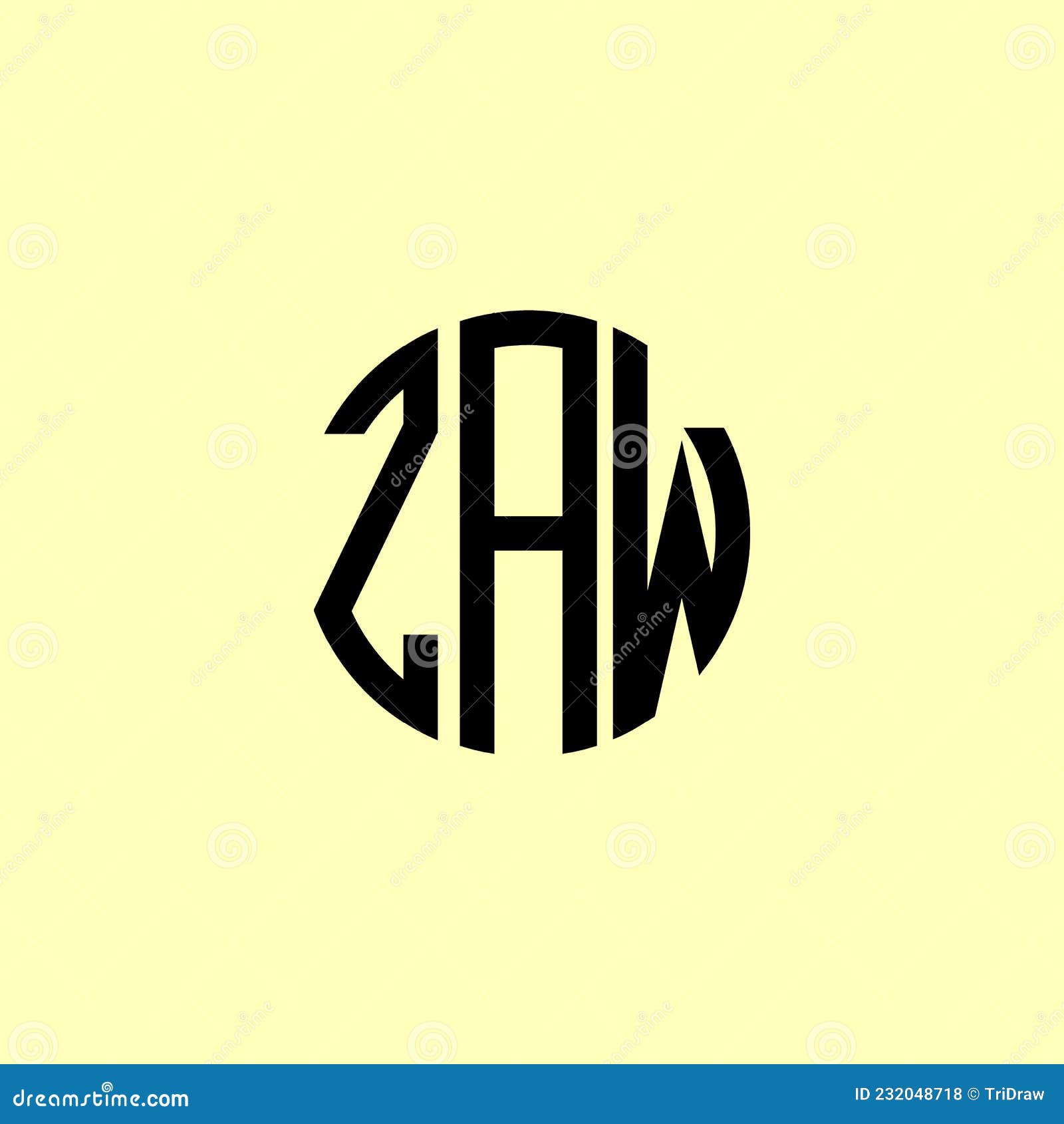 Creative Rounded Initial Letters ZAW Logo Stock Vector - Illustration ...