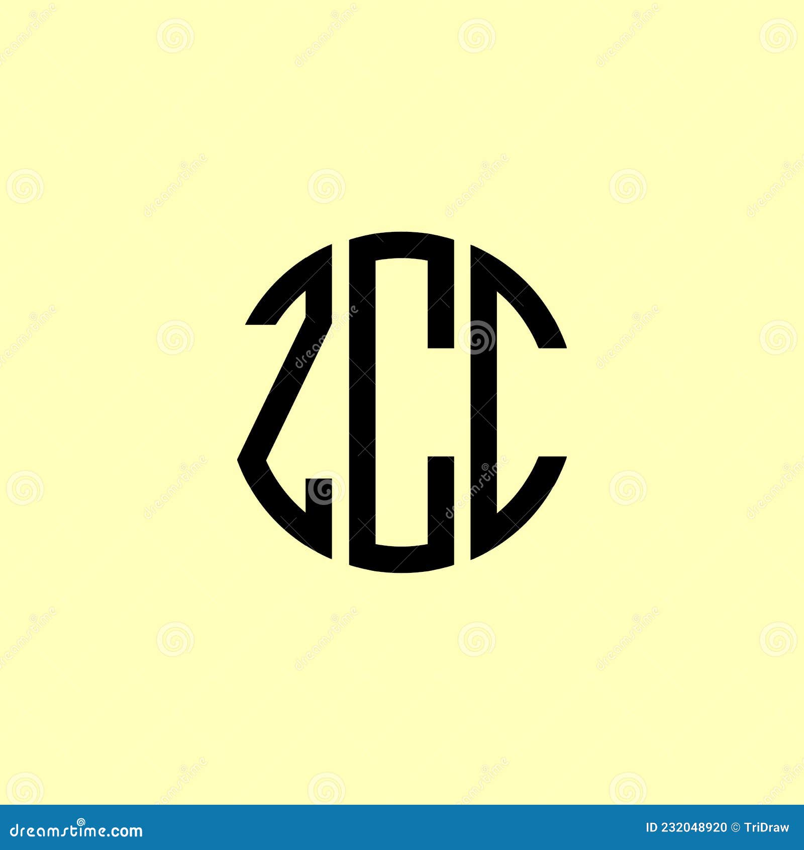 Creative Rounded Initial Letters ZCC Logo Stock Vector - Illustration ...