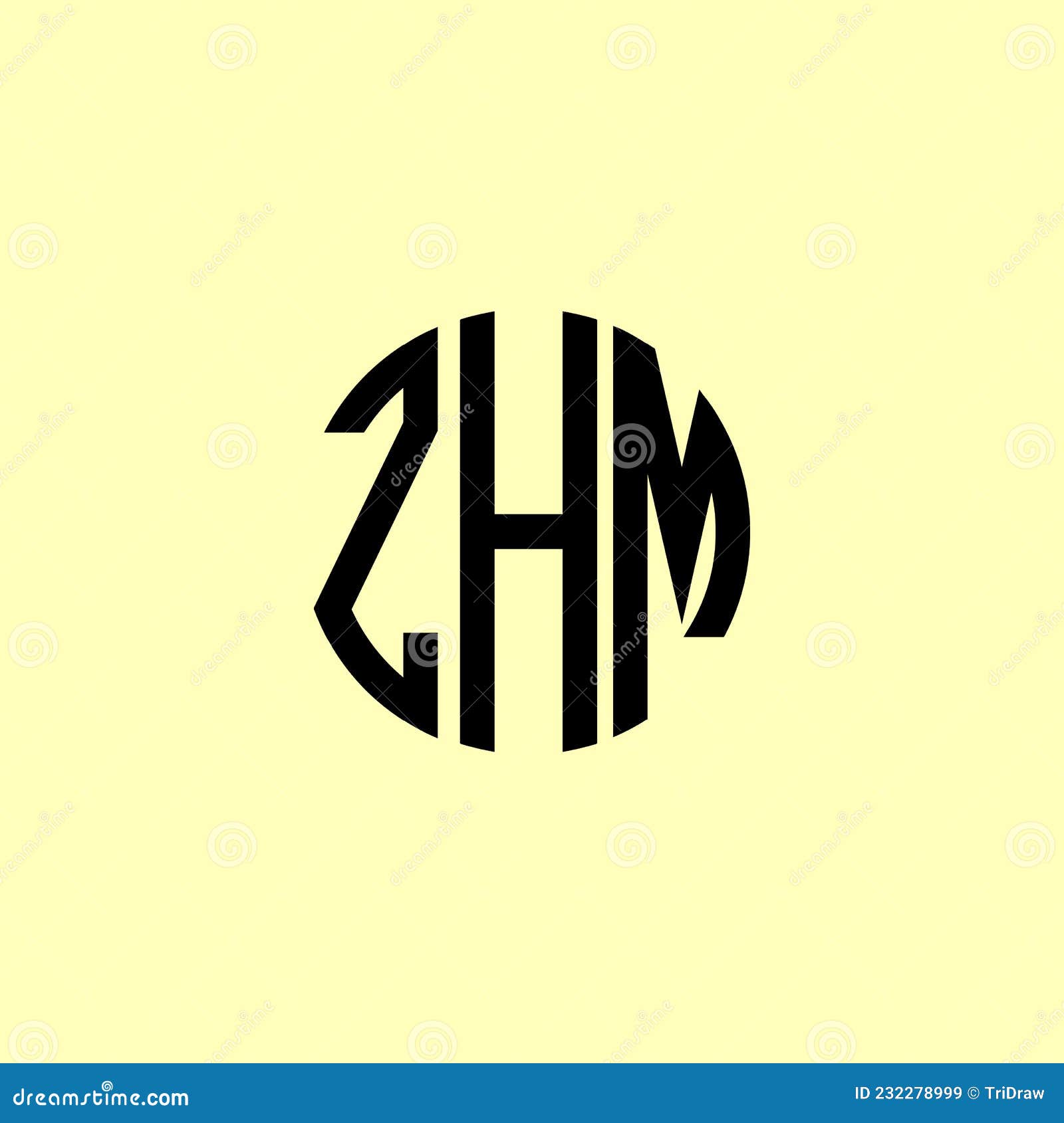 Creative Rounded Initial Letters ZHM Logo Stock Vector - Illustration ...