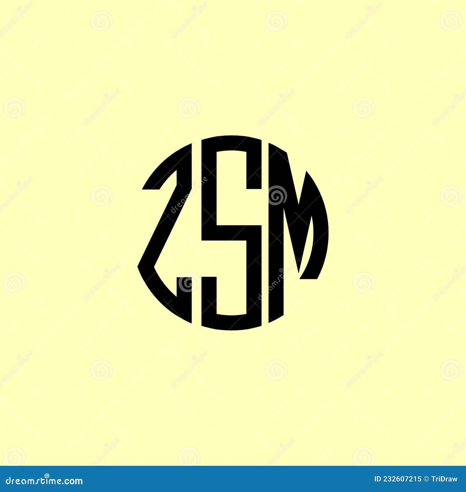 Creative Rounded Initial Letters ZSM Logo Stock Vector - Illustration ...