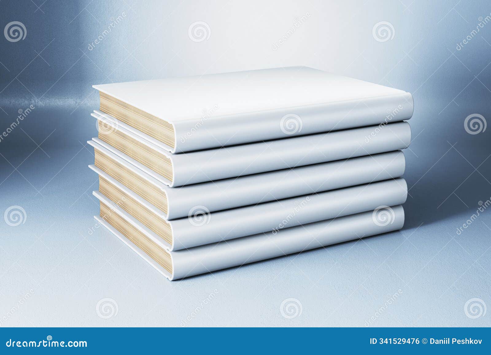 Creative Row of Stacked White Books on Gray Backdrop. Library ...