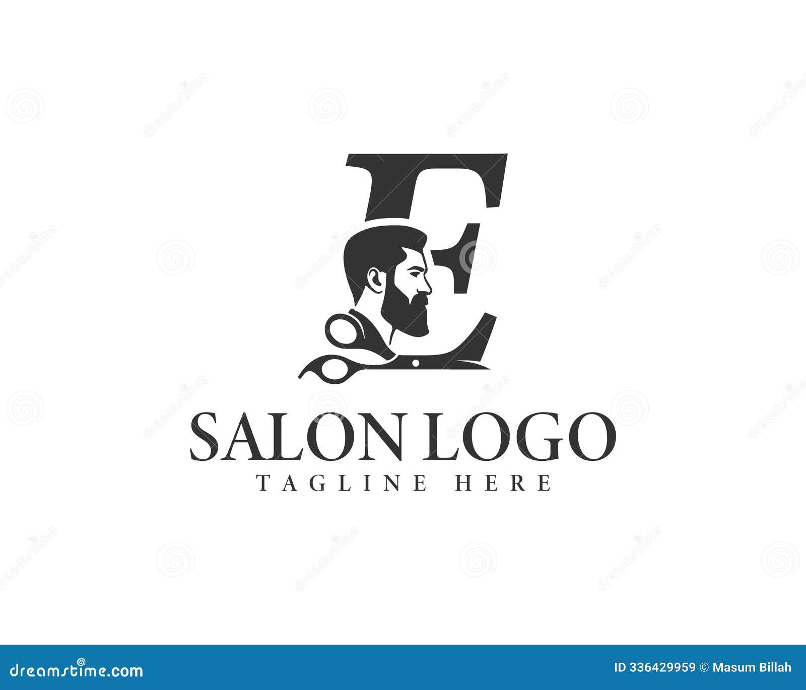 Creative Salon Logo Design with Masculine Profile and Scissors with ...