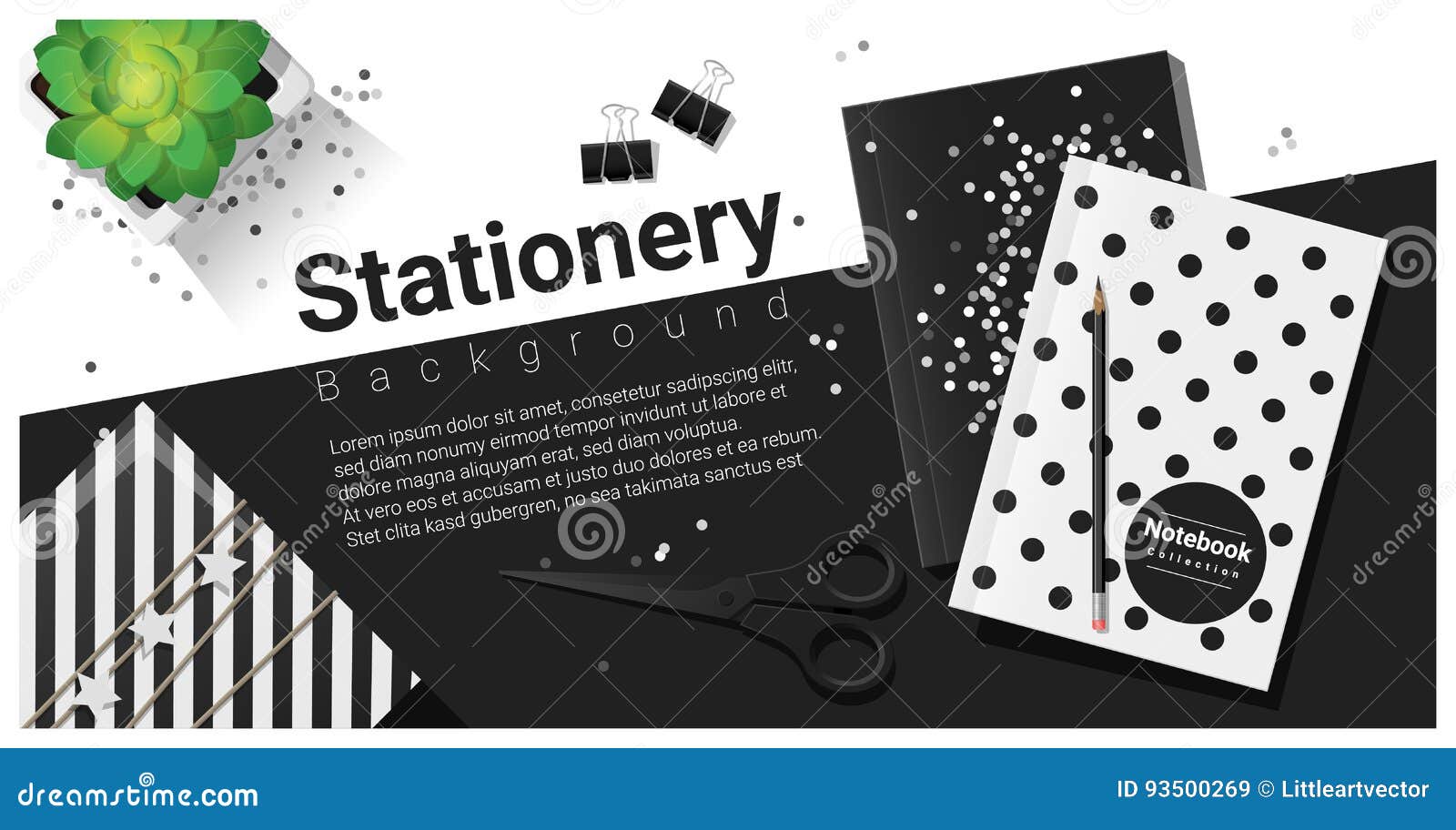 Stationery Background Illustration. Seamless Horizontal Pattern ...