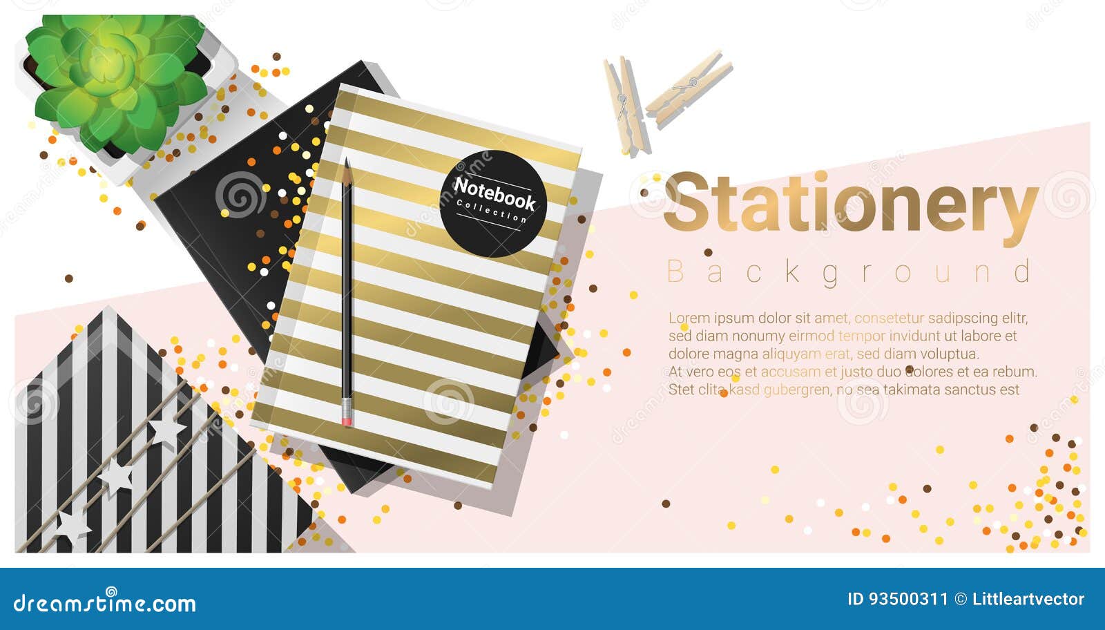 Creative Scene with Colorful Stationery Background Stock Vector ...