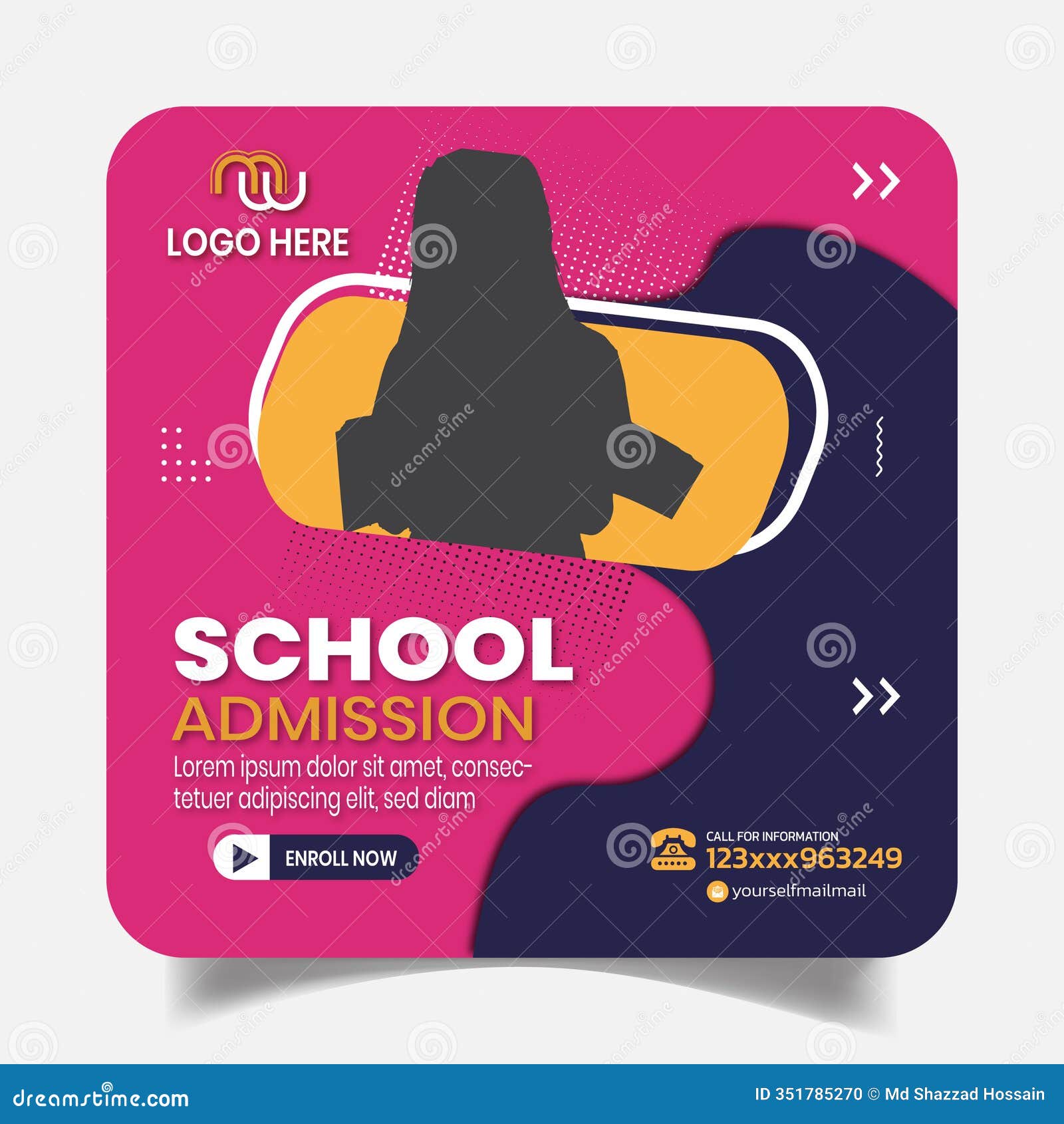 Creative School Admission Social Media Post Design Stock Illustration ...