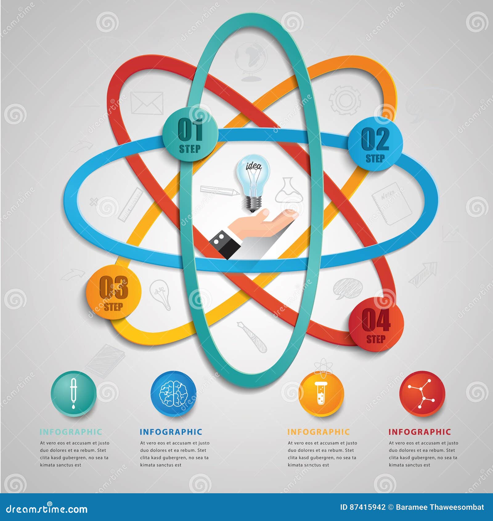 Creative Science Symbol Template for Infographic Vector 4 Option. Stock ...