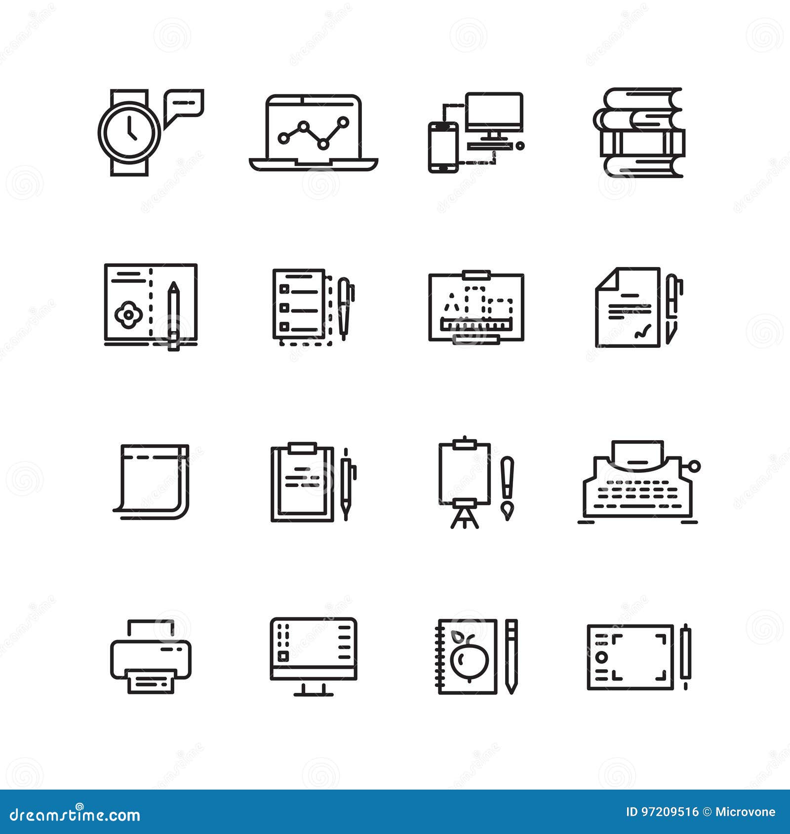 Creative, Science, Writing Tools Line Icons Set Stock Vector ...