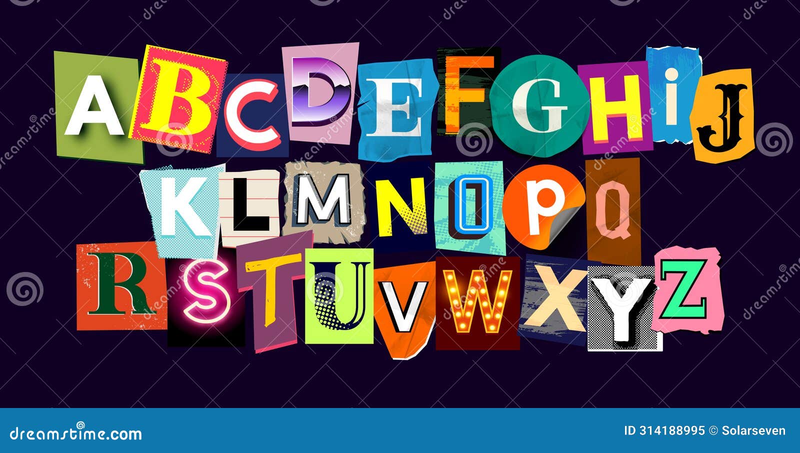 Creative Scrapbook Letters Set Stock Vector - Illustration of alphabet ...