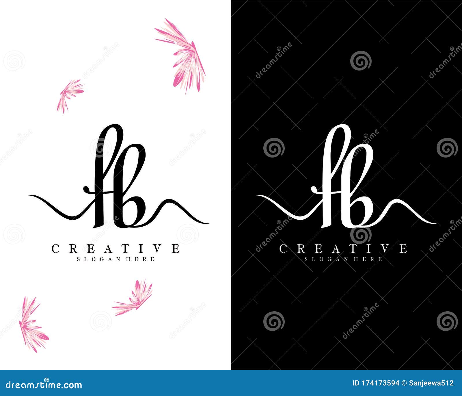 Creative Script Letter Fb, Bf Logo Design Vector Stock Vector ...