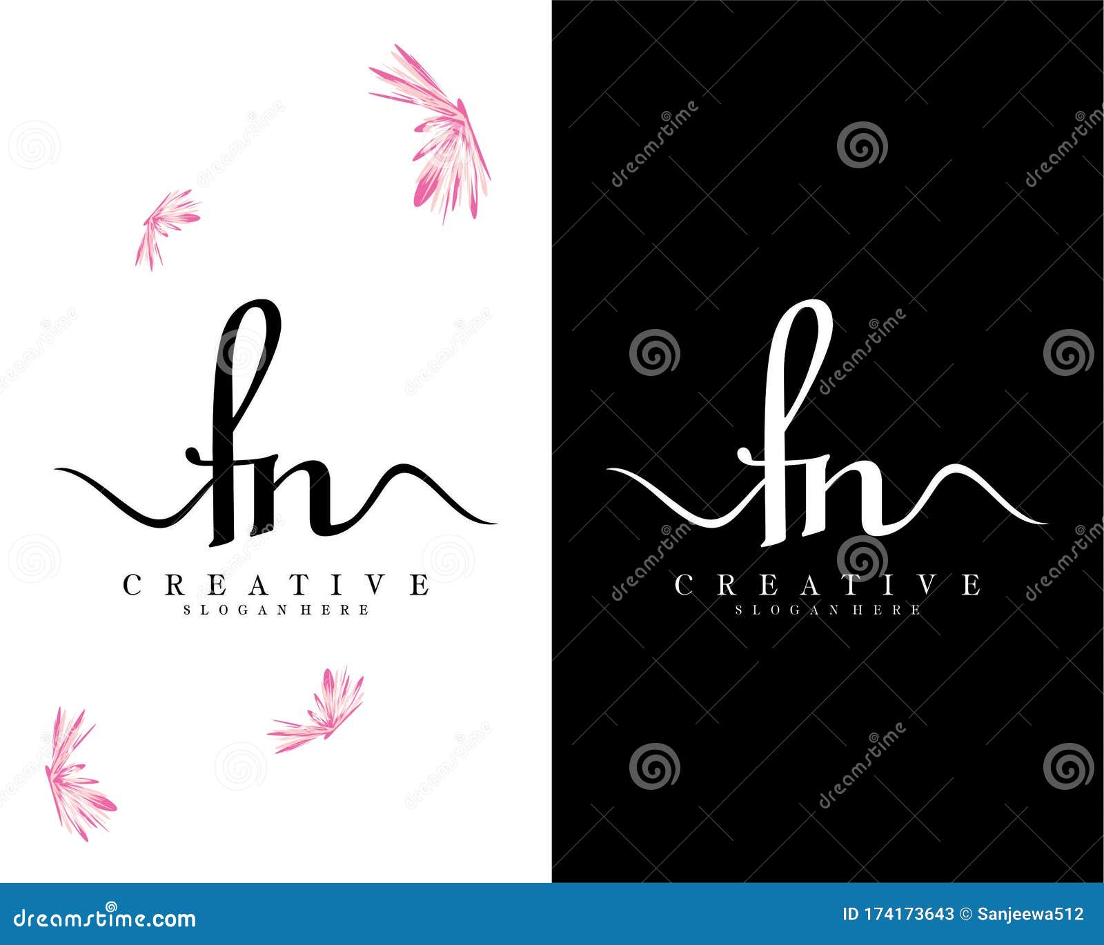 Creative Script Letter Fn, Nf Logo Design Vector Stock Vector ...