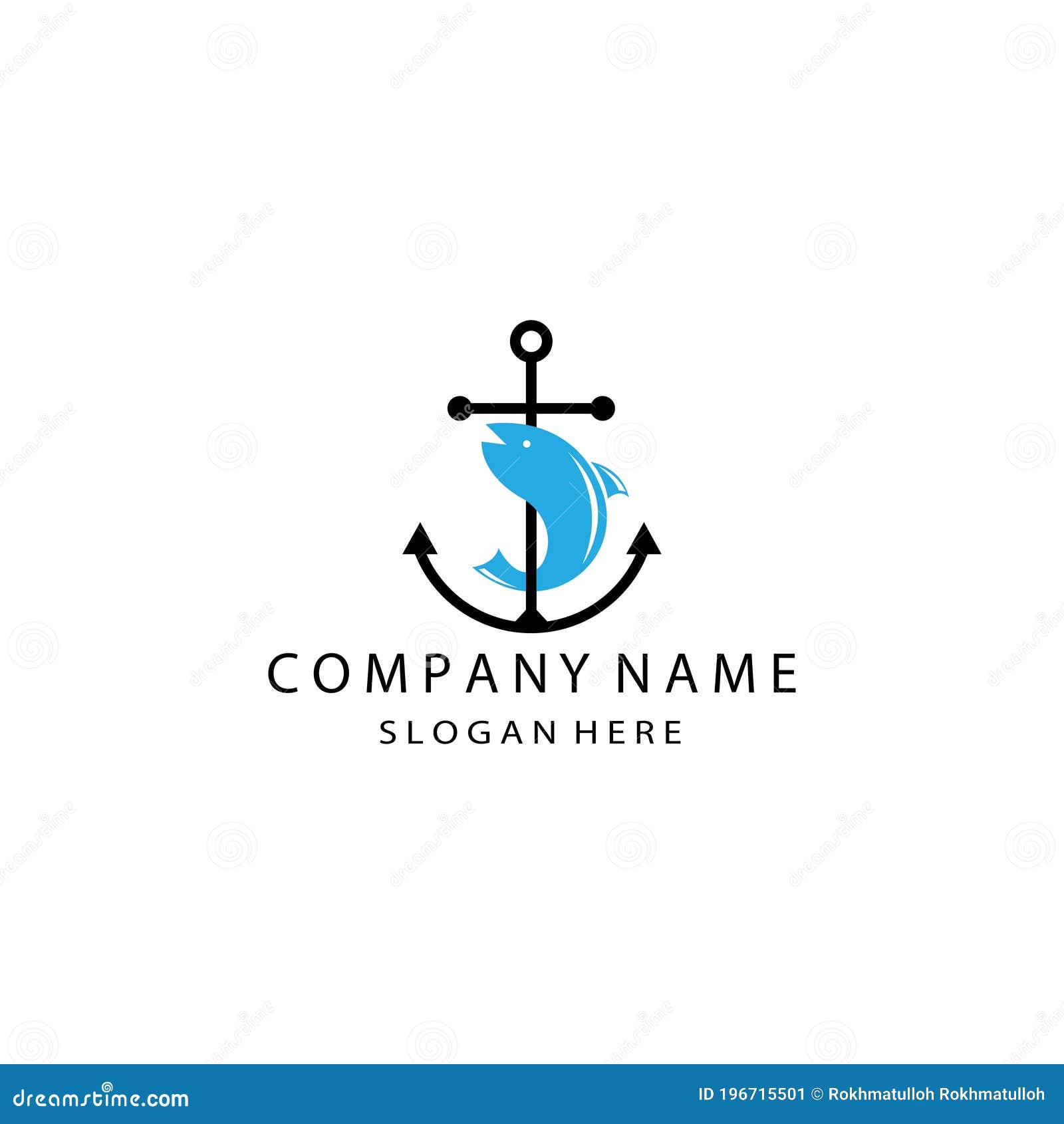 Creative Sea Fish Logo Illustration Anchor Color Vector Design Template ...