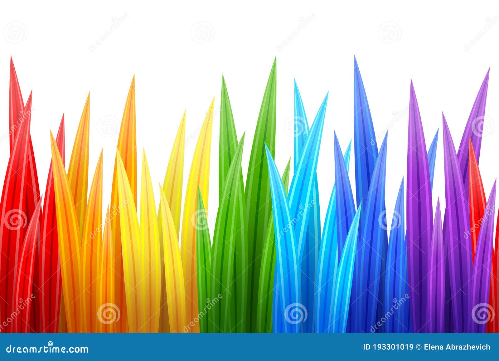 Creative Seamless Border Pattern of Bright Grass of Rainbow Colors ...