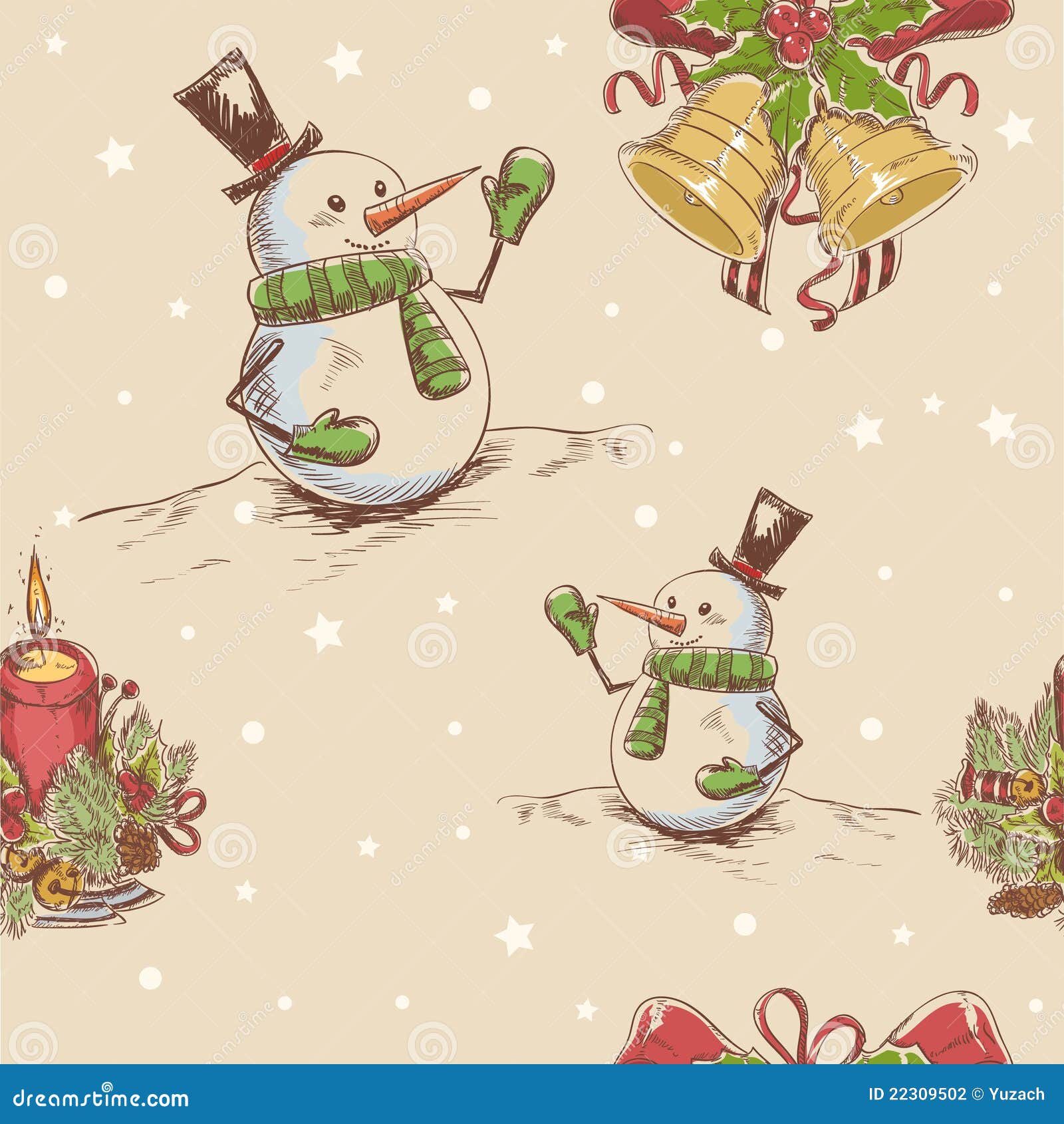 Creative Seamless Christmas Hand Drawn Texture Stock Vector ...