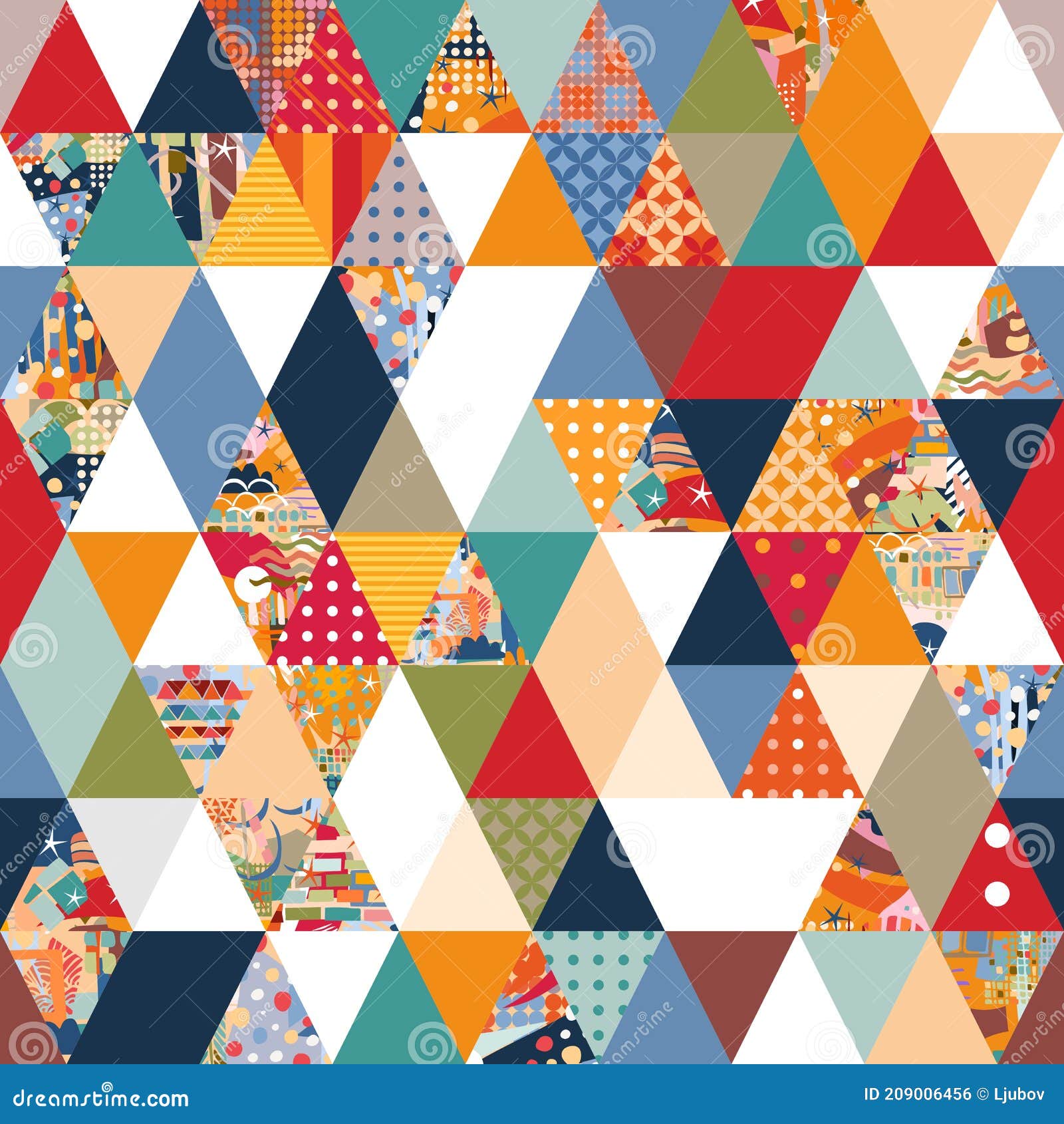 Creative Seamless Patchwork Pattern from Different Colorful Triangle ...