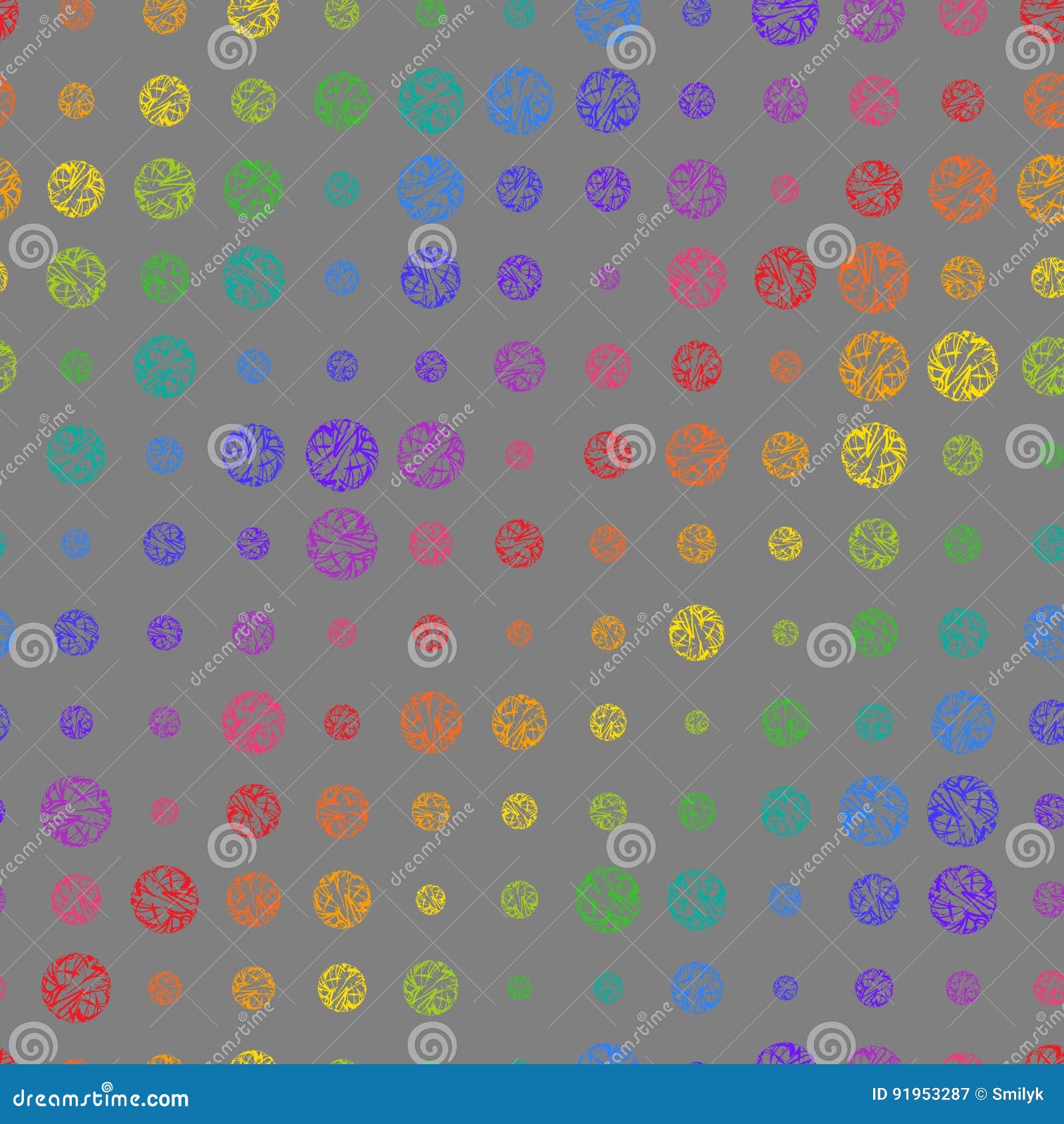 Creative Seamless Pattern of Colorful Circles of Different Size Stock ...