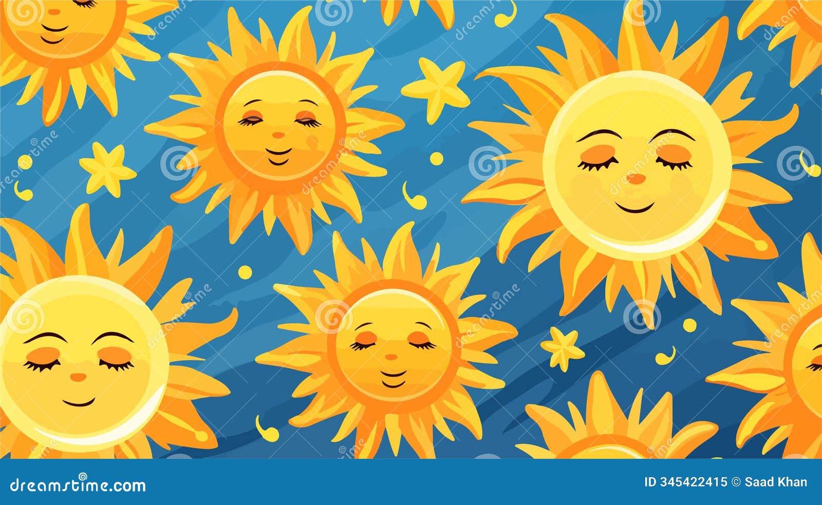 Creative and Seamless Sun Drawing Vector Stock Vector - Illustration of ...