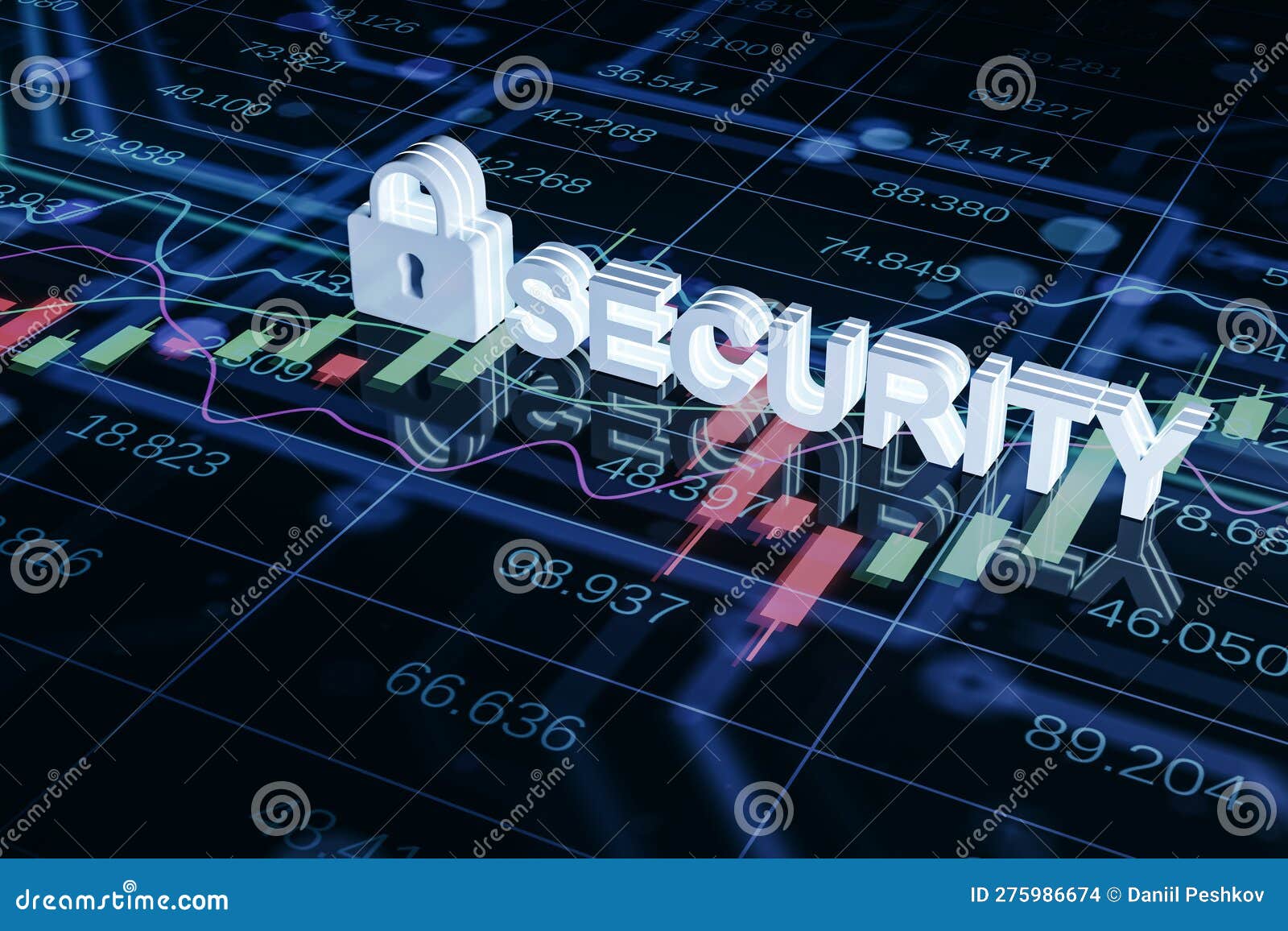 Creative Security Padlock on Forex Chart Background. Financial Growth ...