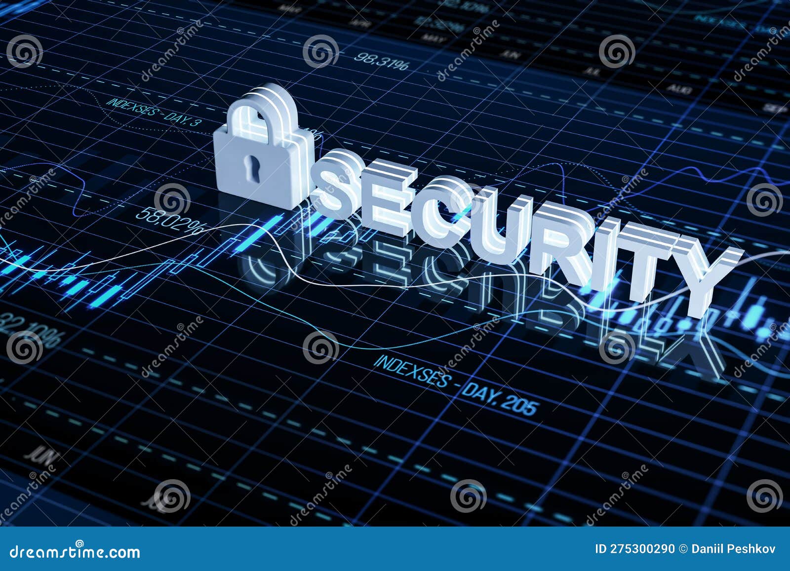 Creative Security Padlock on Forex Chart Texture. Financial Growth and ...