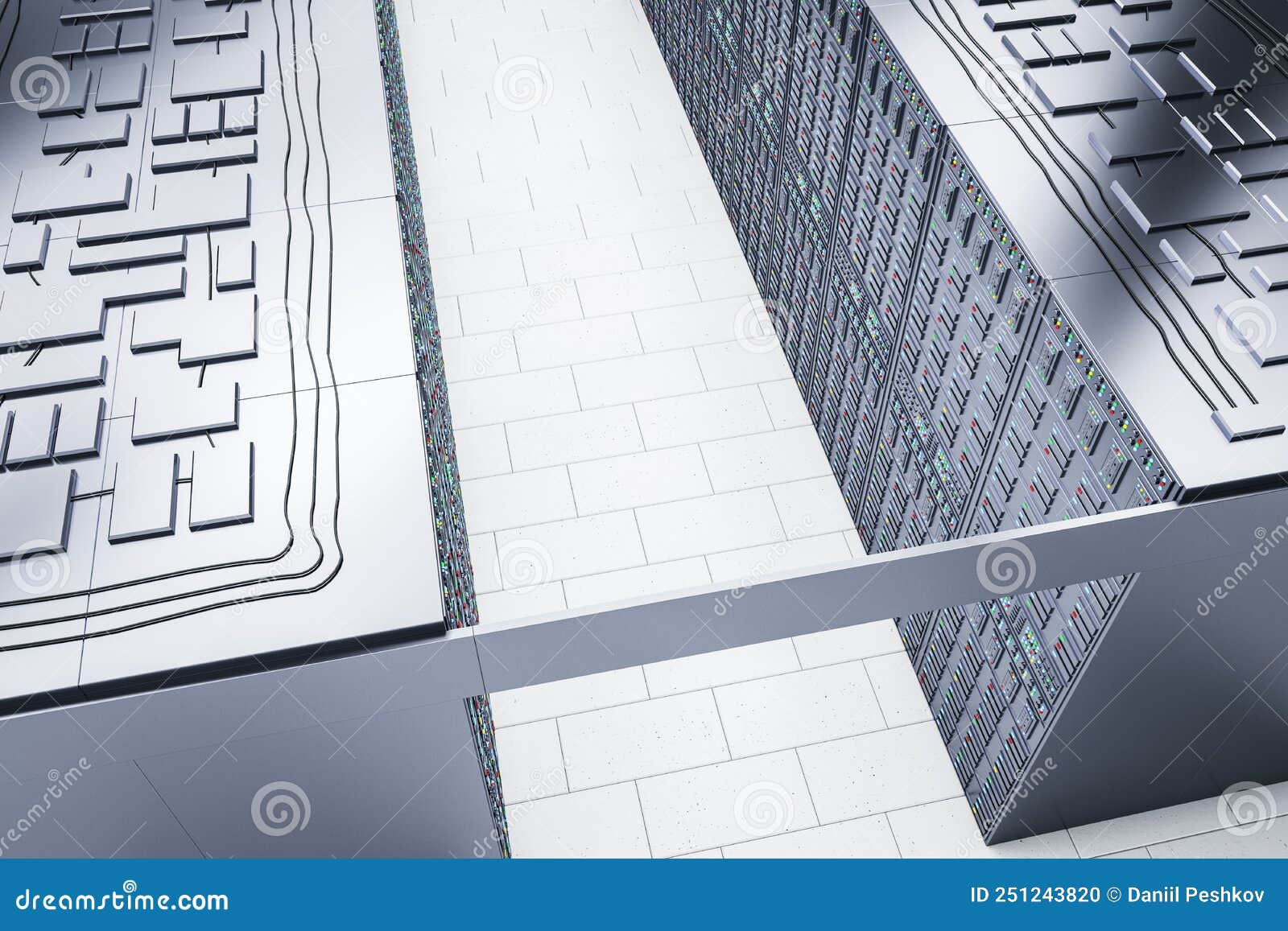 Creative Server Room Interior Backdrop with Racks. Cloud Computing and ...