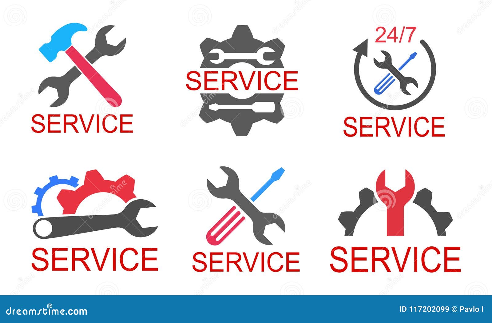 Creative Set Logo Service - Vector Stock Illustration - Illustration of ...