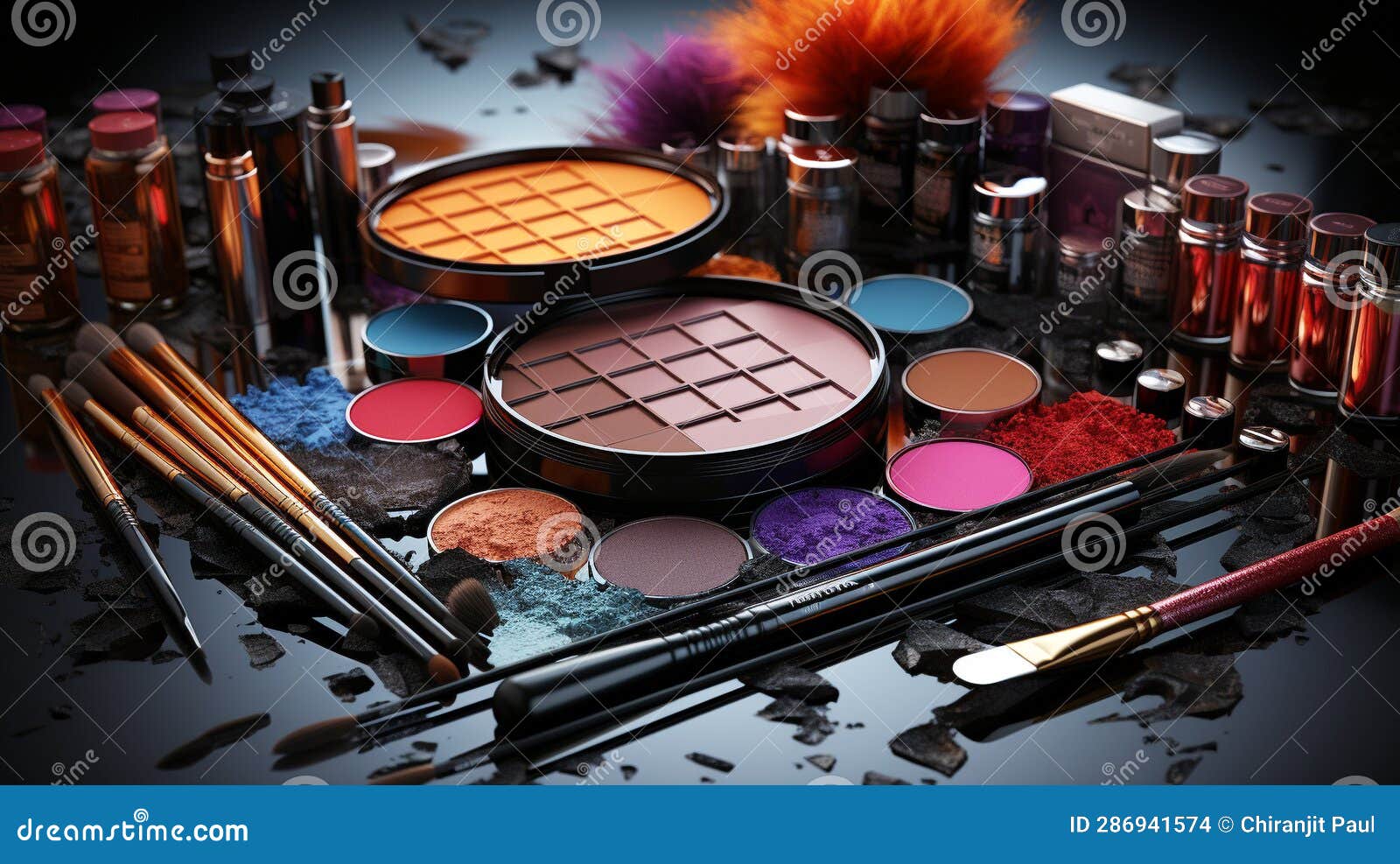 A Creative Set of Make Up Colors Dark Stock Photo - Image of eyeshadow ...