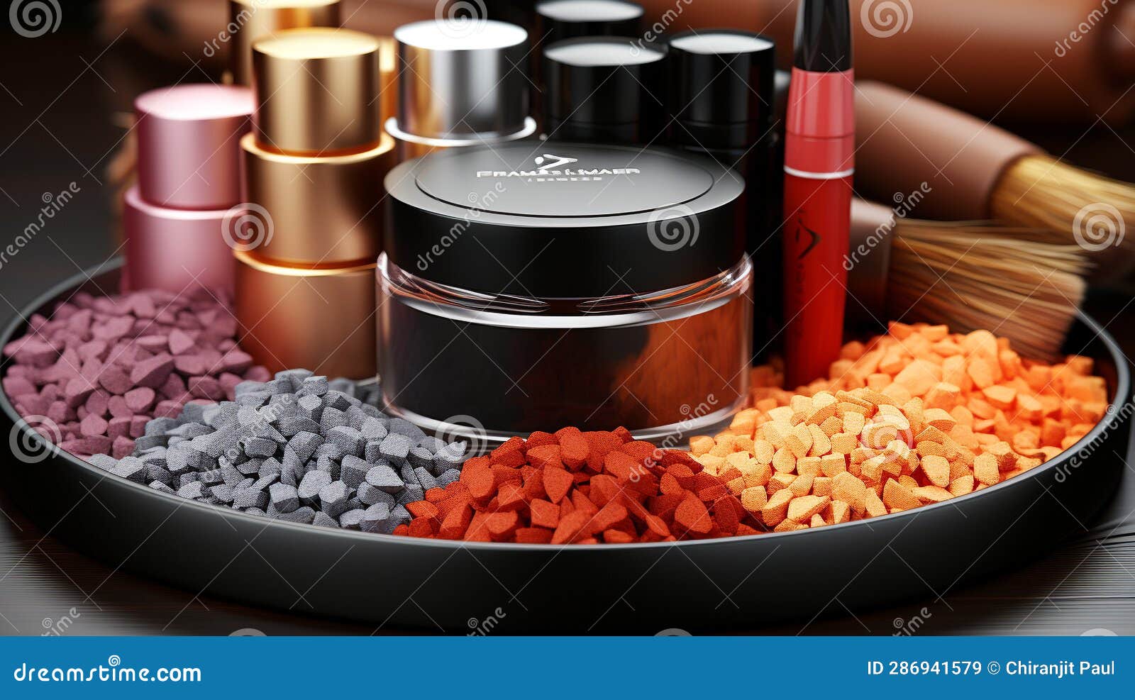 A Creative Set of Make Up Colors Dark Stock Image - Image of paintbrush ...