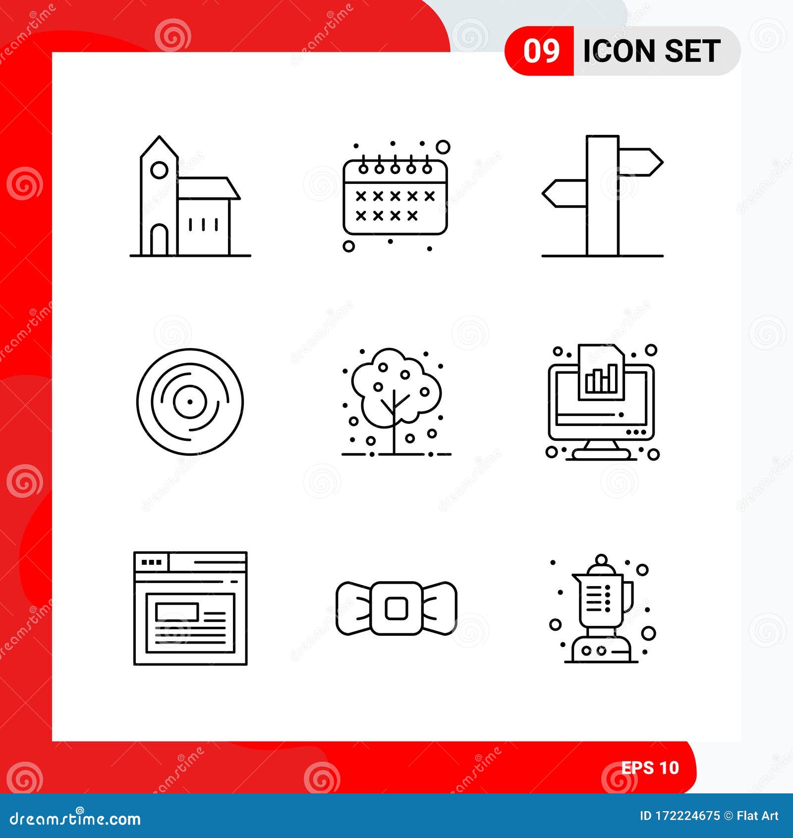 Creative Set of 9 Universal Outline Icons Isolated on White Background ...