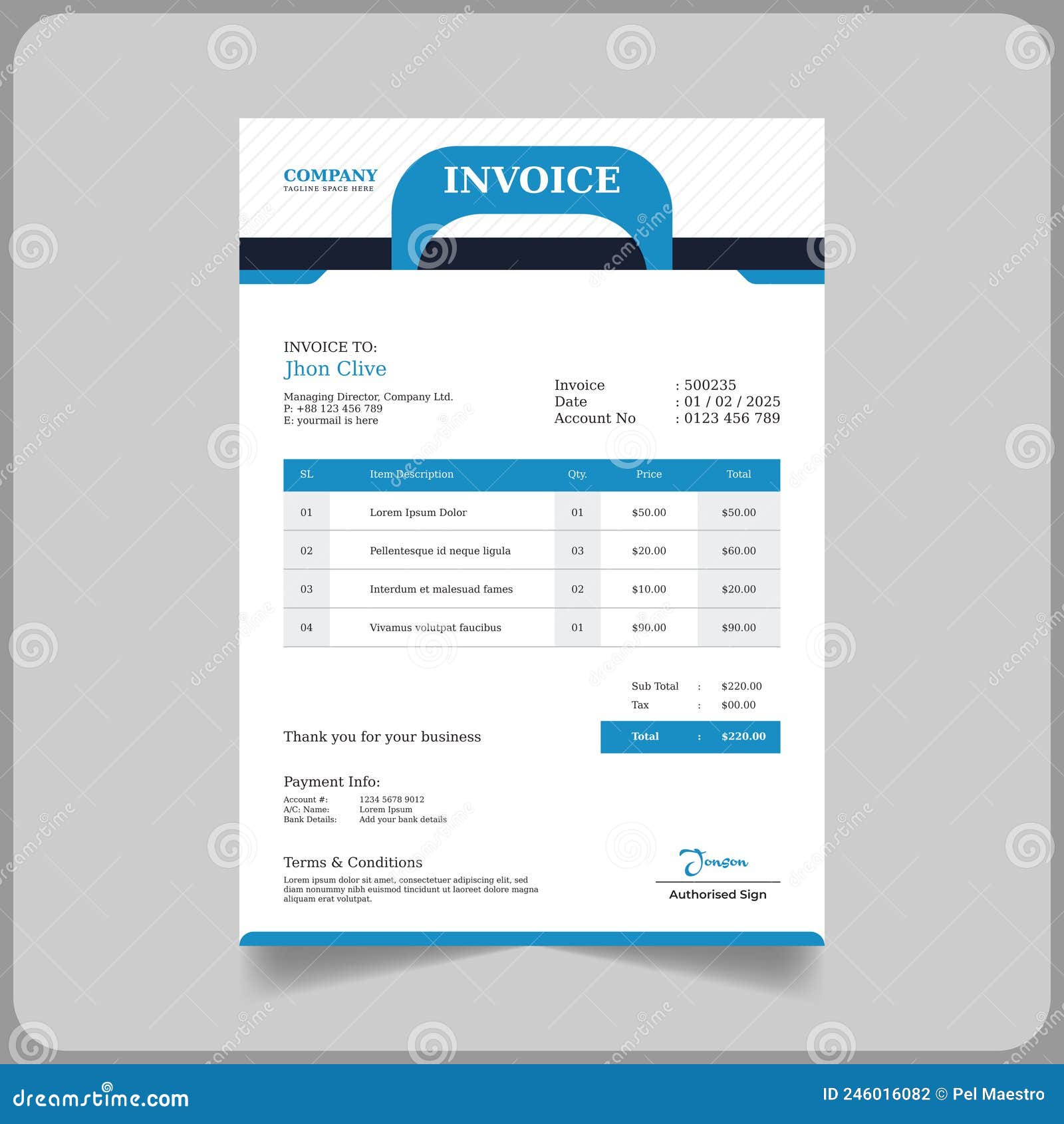 Creative Shapes Business Invoice Template in Eps Stock Illustration ...