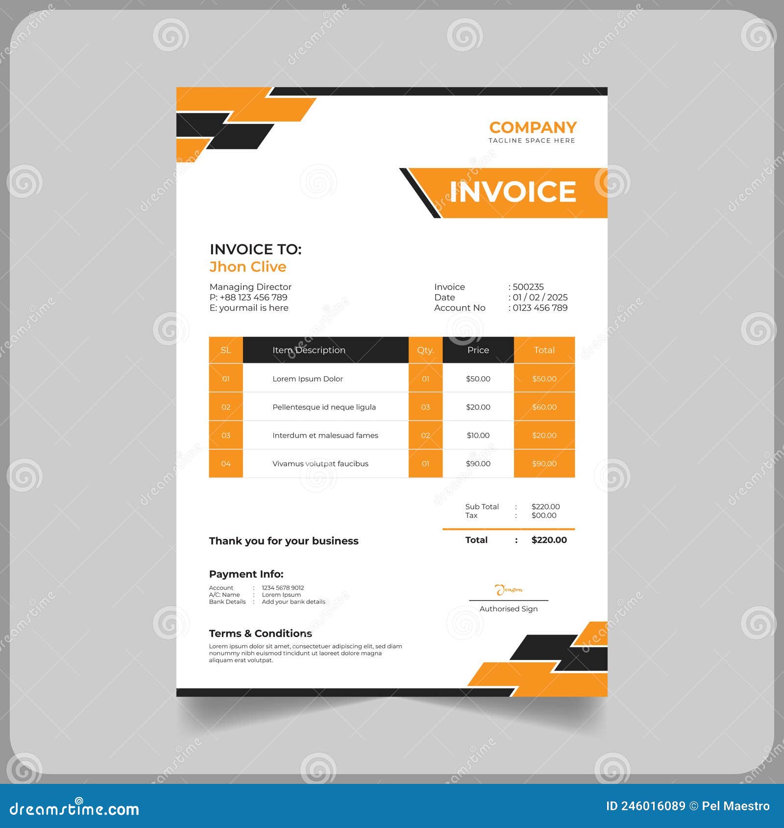 Creative Shapes Business Invoice Template in Eps Stock Illustration ...