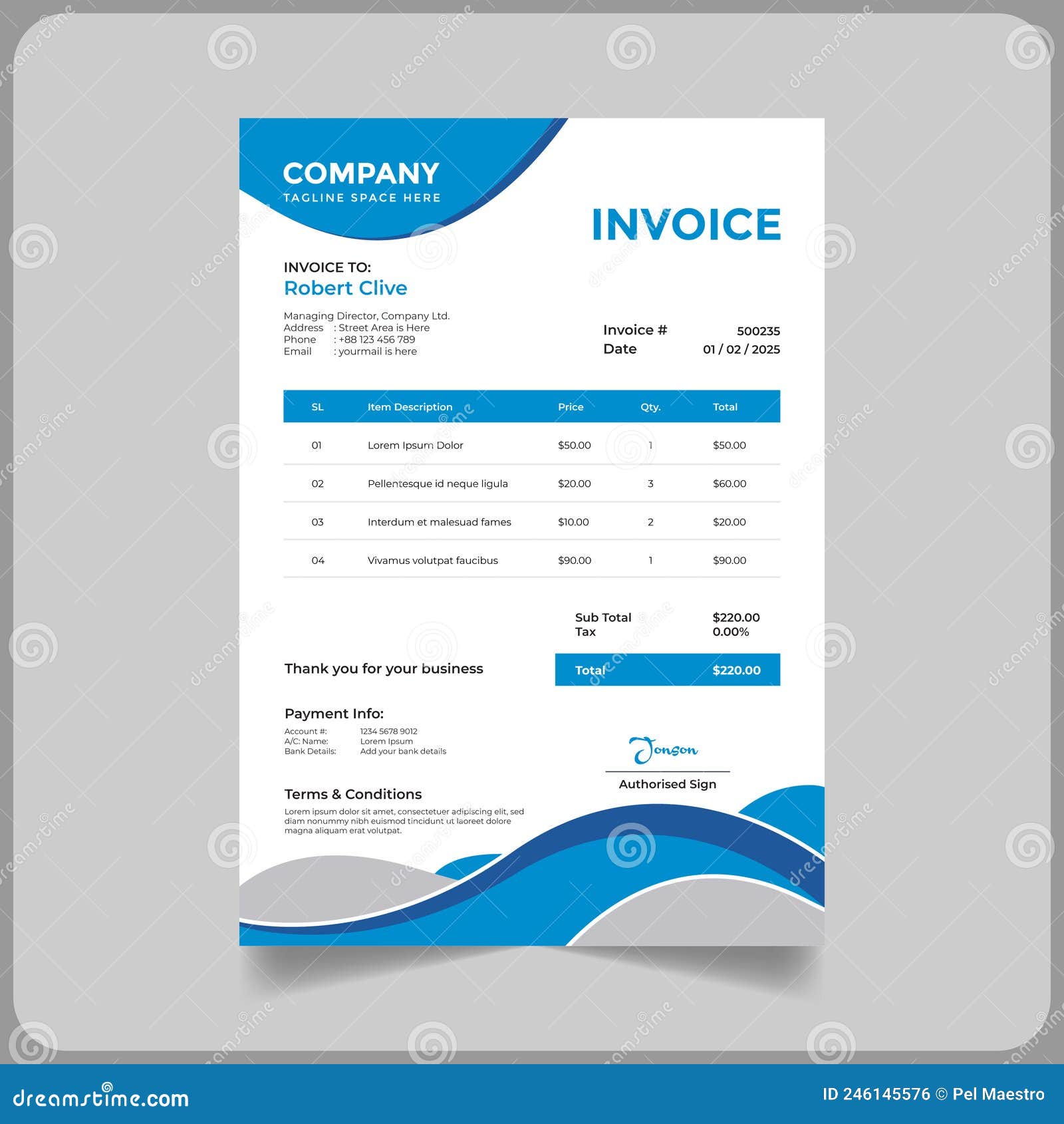 Business Invoice. Invoice Minimal Design Template. Bill Form. Business ...