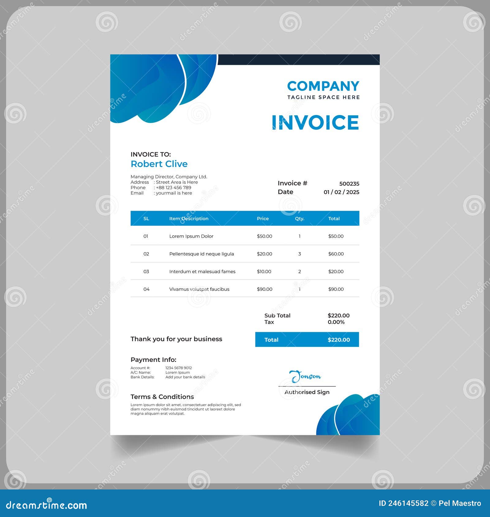 Creative Shapes Business Invoice Template in Eps Stock Vector ...