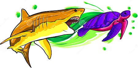 Creative Shark Attack - Vector Illustration on White Background Stock ...
