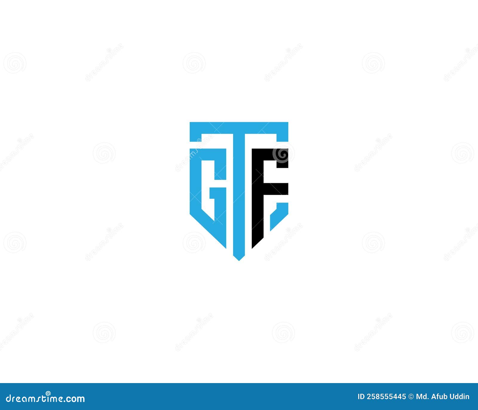 Creative Shield GTF Letter Design Stock Vector - Illustration of shield ...