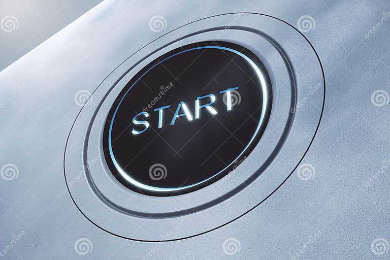 Creative Shiny Start Button on Background. 3D Rendering Stock Photo ...