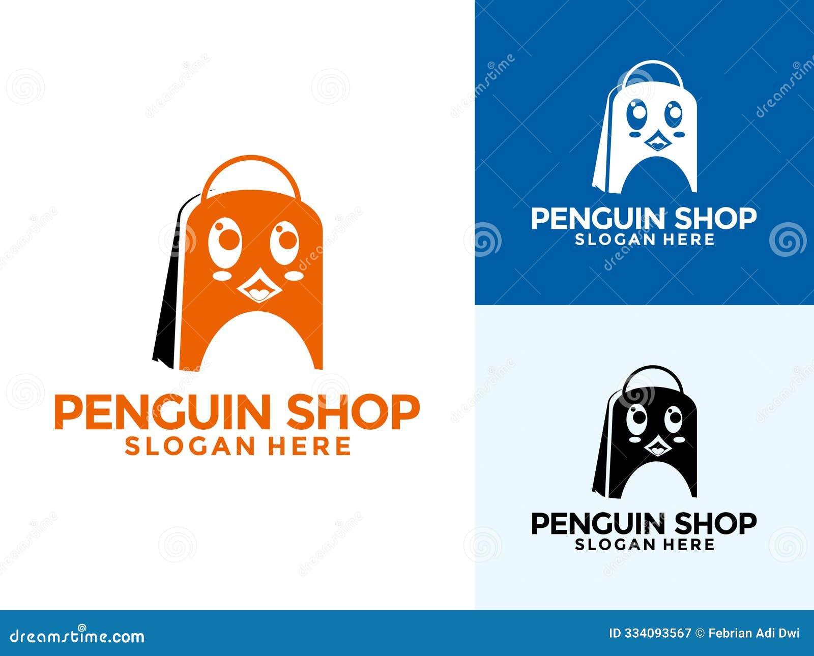 Creative Shop Logo with Penguin Logo Vector, Shopping Logo Vector ...