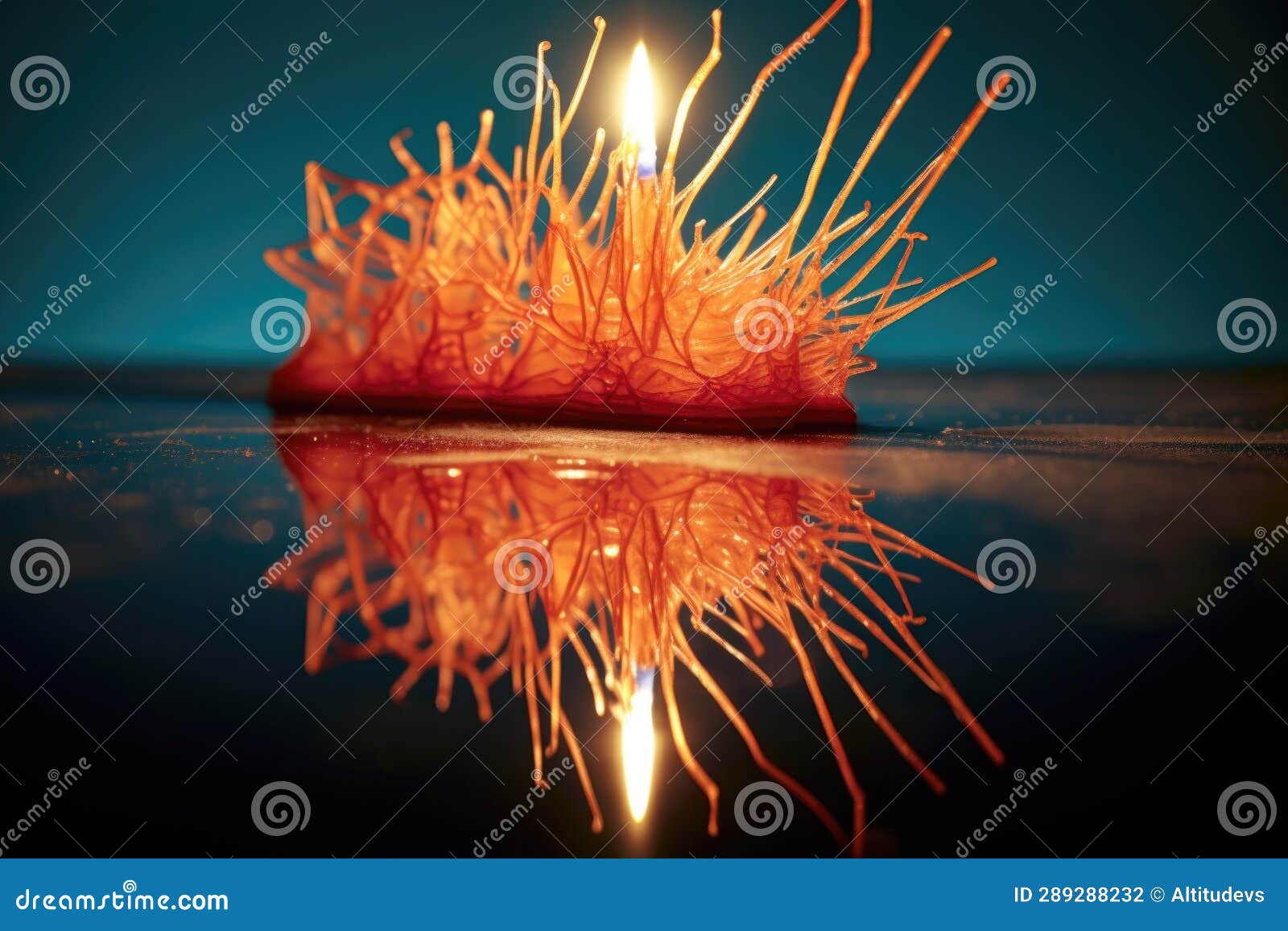 Creative Shot of Matchstick Flame Reflection on a Glass Surface Stock ...