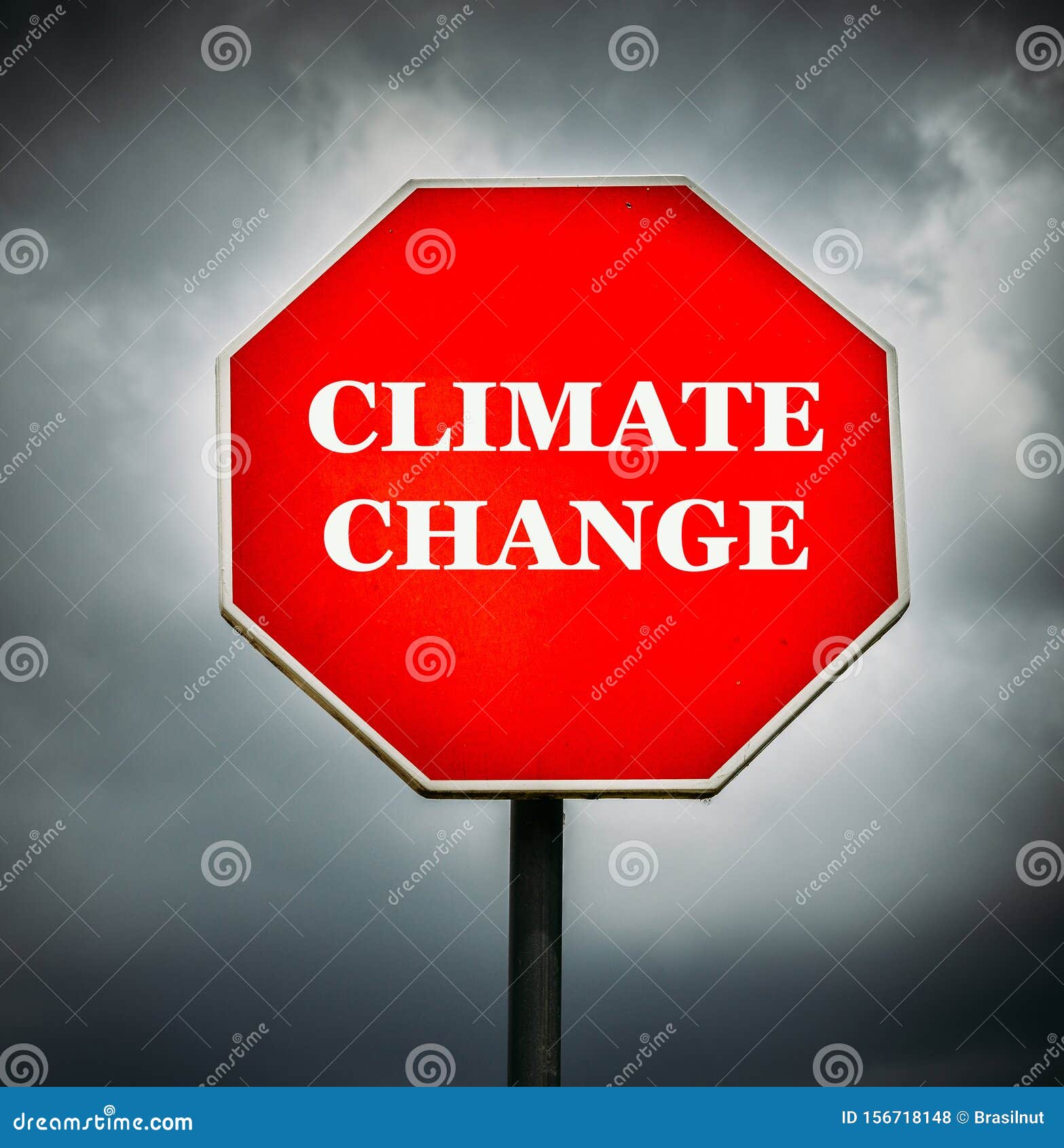 Creative Sign-Stop Climate Change with Dark Clouds Stock Photo - Image ...